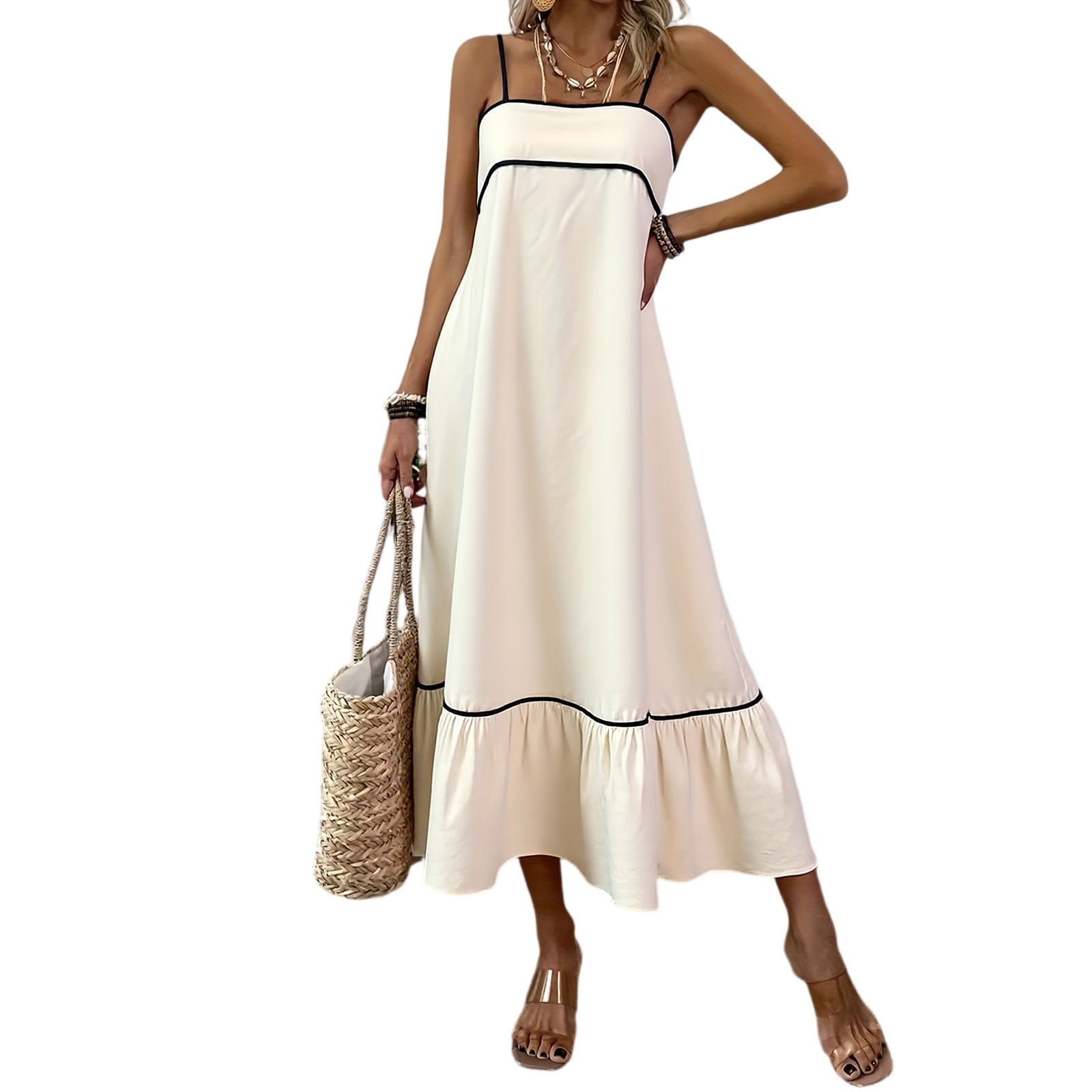 Tianiyouqing Formal Sundresses for Women Pleated Spaghetti Strap ...