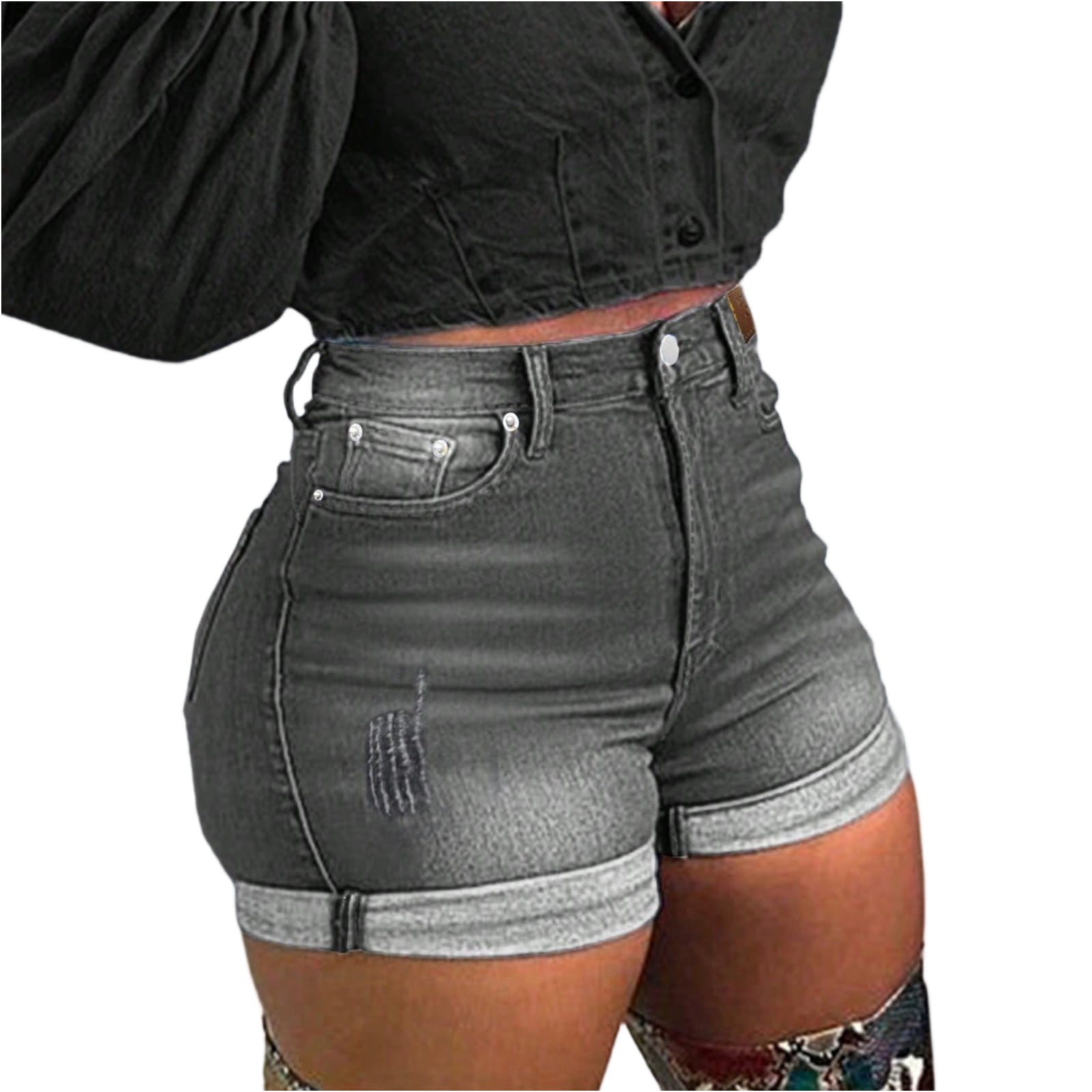 Tianiyouqing Short Shorts for Women Jeans Distressed Low Rise Ripped ...
