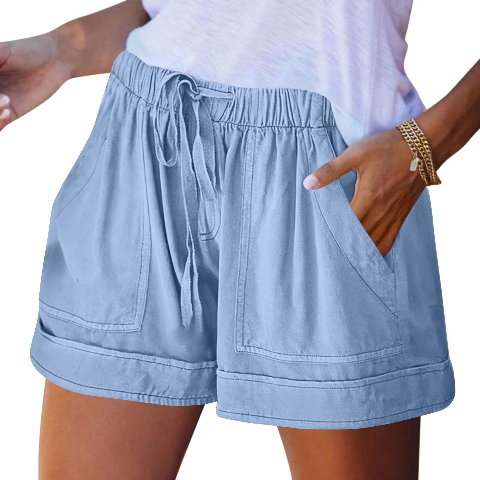 Tianiyouqing Shorts for Women Elastic Waist High Waisted Ruffle Gym ...