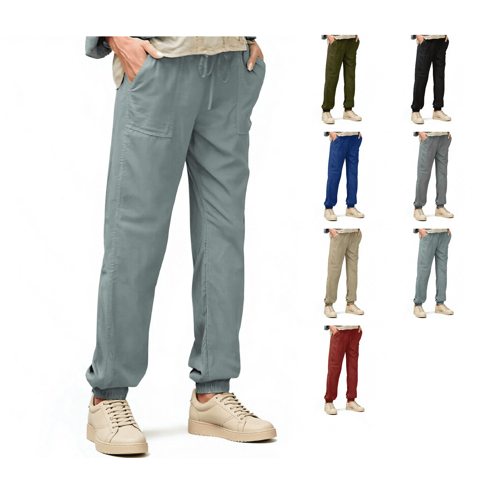 Tianiyouqing Womens Gym Summer Linen Pants Gauze High Waisted Cinch ...