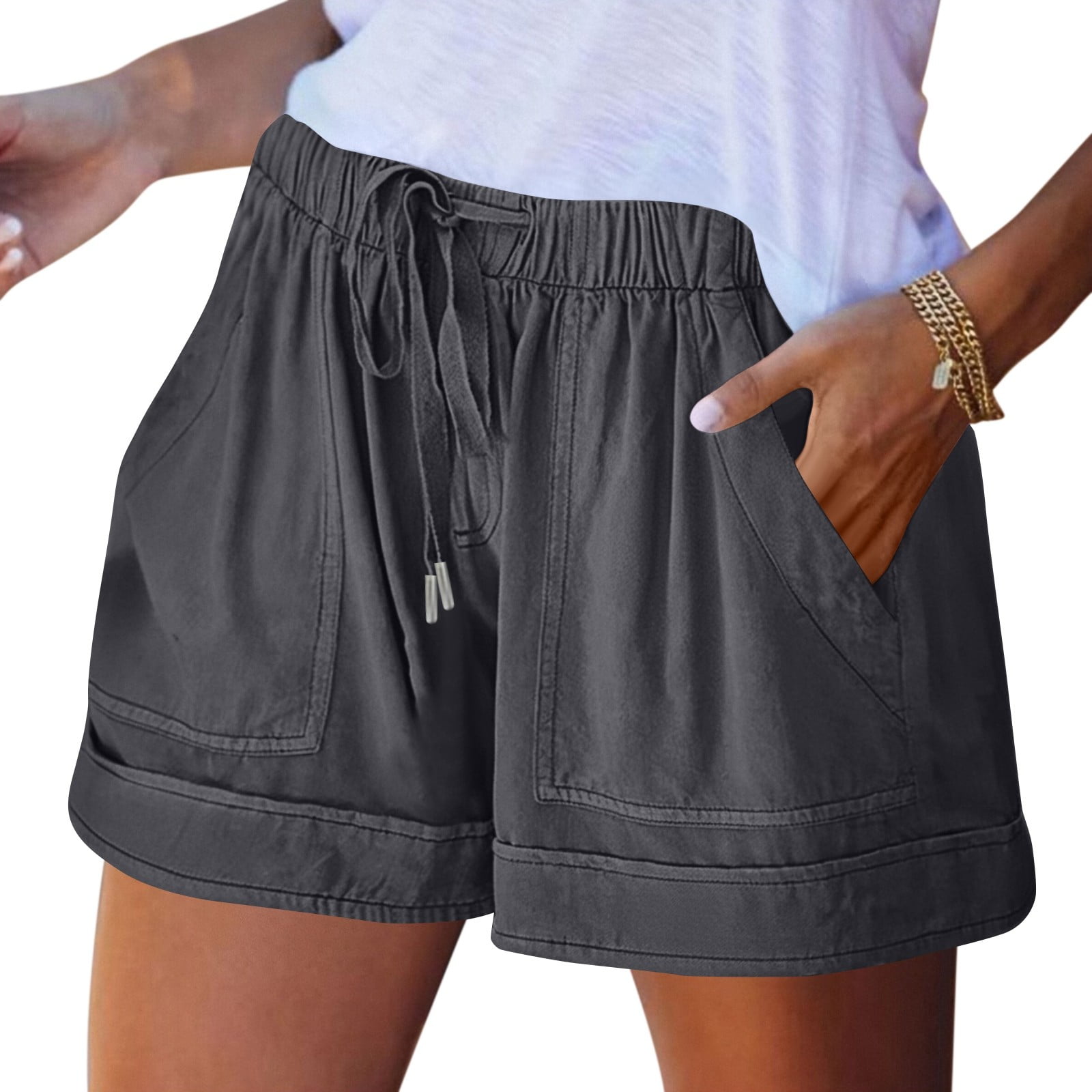 Tianiyouqing Womens Y2k Linen Shorts 2025 Pull on Elastic Waist Beach ...