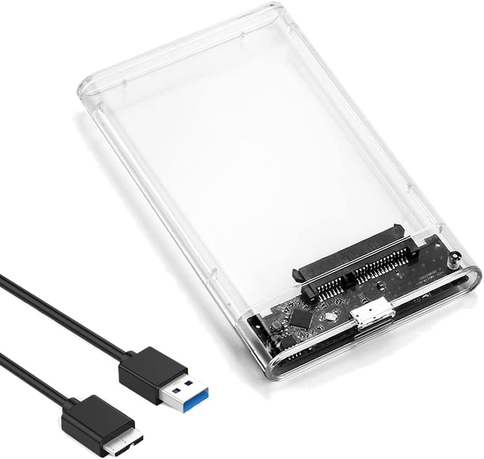 Tianle 2.5" Hard Drive Enclosure, SATA to USB 3.1 6Gbps Tool-Free Clear ...