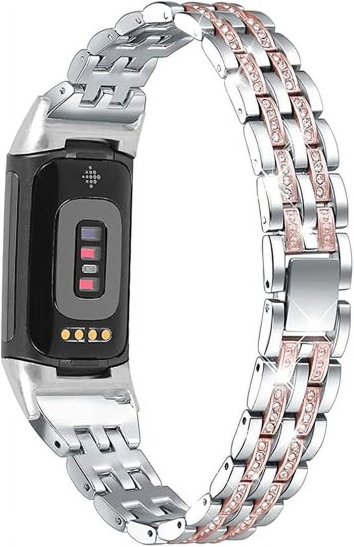 Tianle Bling Bands Compatible with Fitbit Charge 6/Charge 5, Metal ...