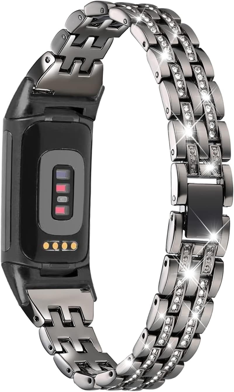 Tianle Bling Bands Compatible with Fitbit Charge 6/Charge 5, Metal ...