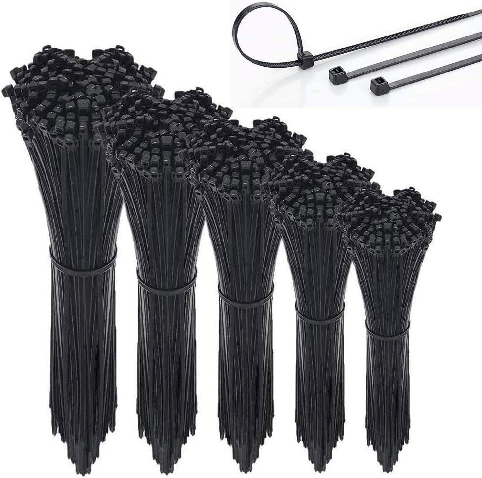 Tianle Cable Zip Ties, 500 Packs Self-Locking 4+6+8+10+12 Inch Width 0. ...