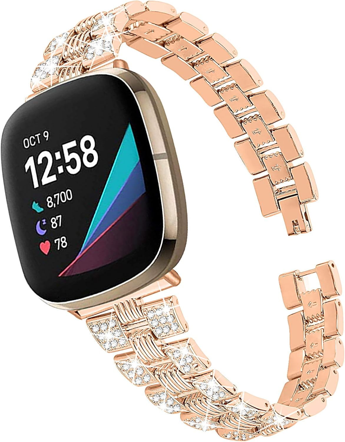 Tianle Metal Band Compatible with Fitbit Versa 4/Sense 2 Diamond ...