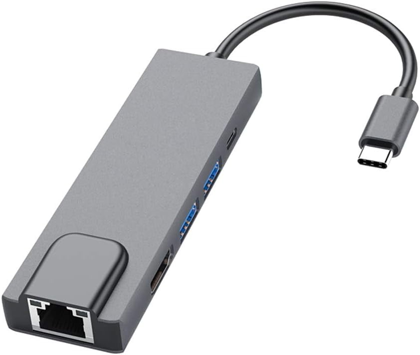 Tianle USB C Hub Ethernet, 5 in 1 Multi Port Adapter with Gigabit ...