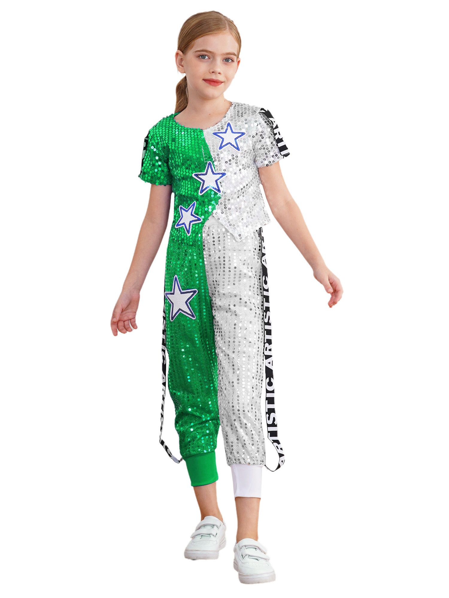 TiaoBug 2Pcs Kids Hip Hop Dance Outfits for Girls Boys Modern Jazz Team ...