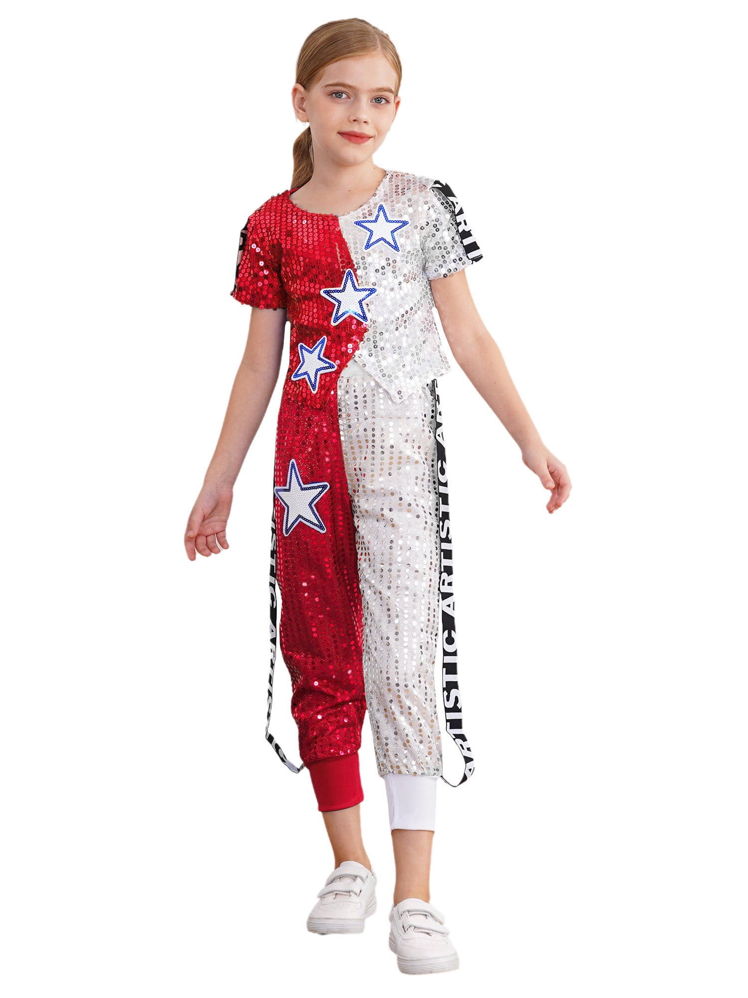 TiaoBug 2Pcs Kids Hip Hop Dance Outfits for Girls Boys Modern Jazz Team ...