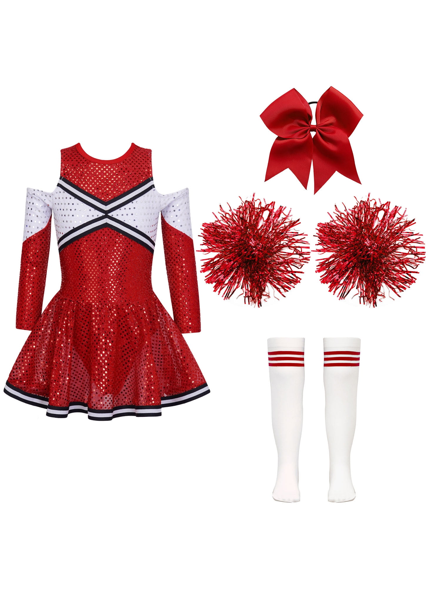 TiaoBug 5Pcs Kids Girls Cheerleading Costume Cheer Leader Dance Uniform ...