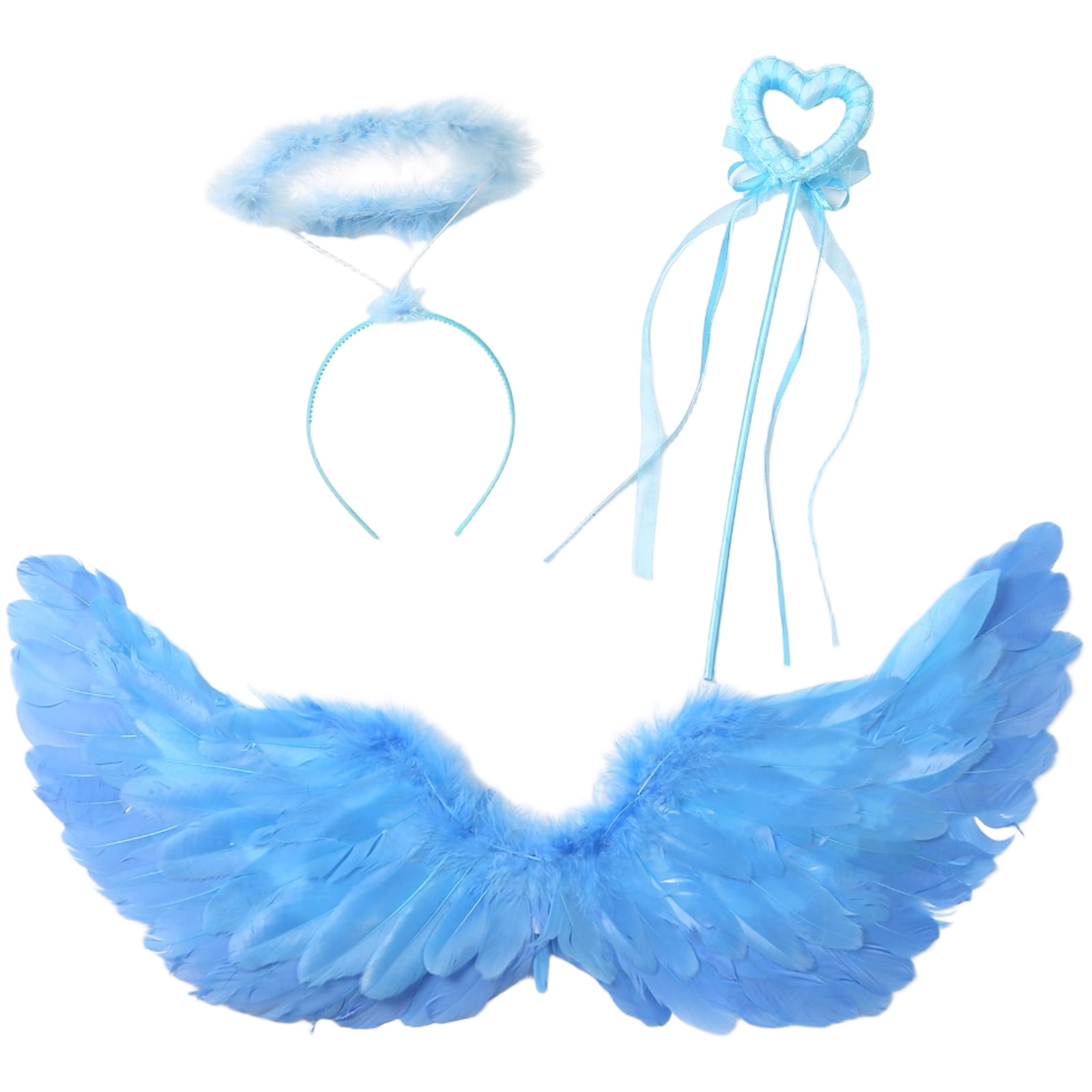 TiaoBug Angel Feather Wings with Headband Fairy Stick Accessory Set for ...