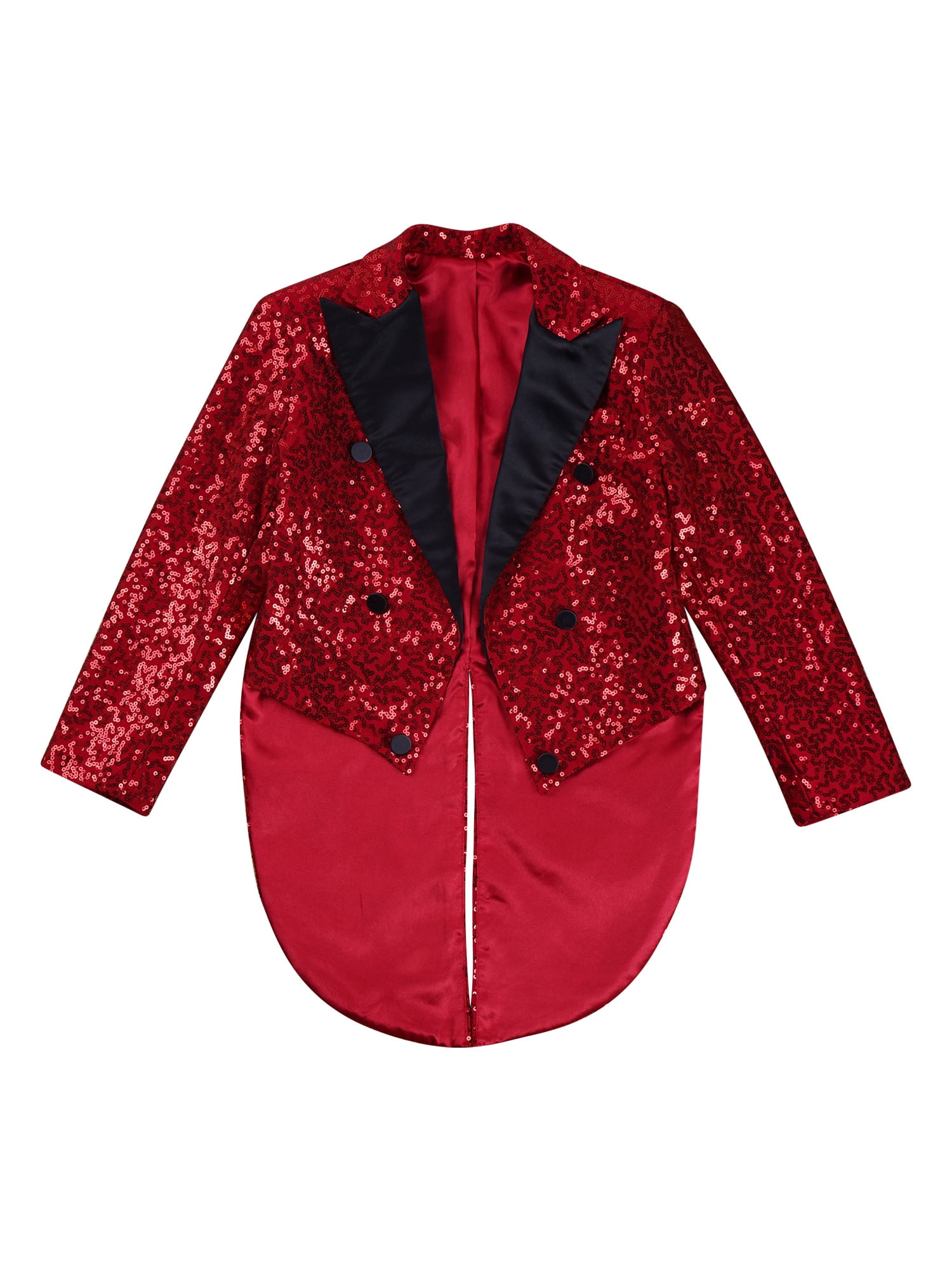 TiaoBug Boy's Tailcoat Blazer Kids Shiny Sequins Swallowtail Suit ...