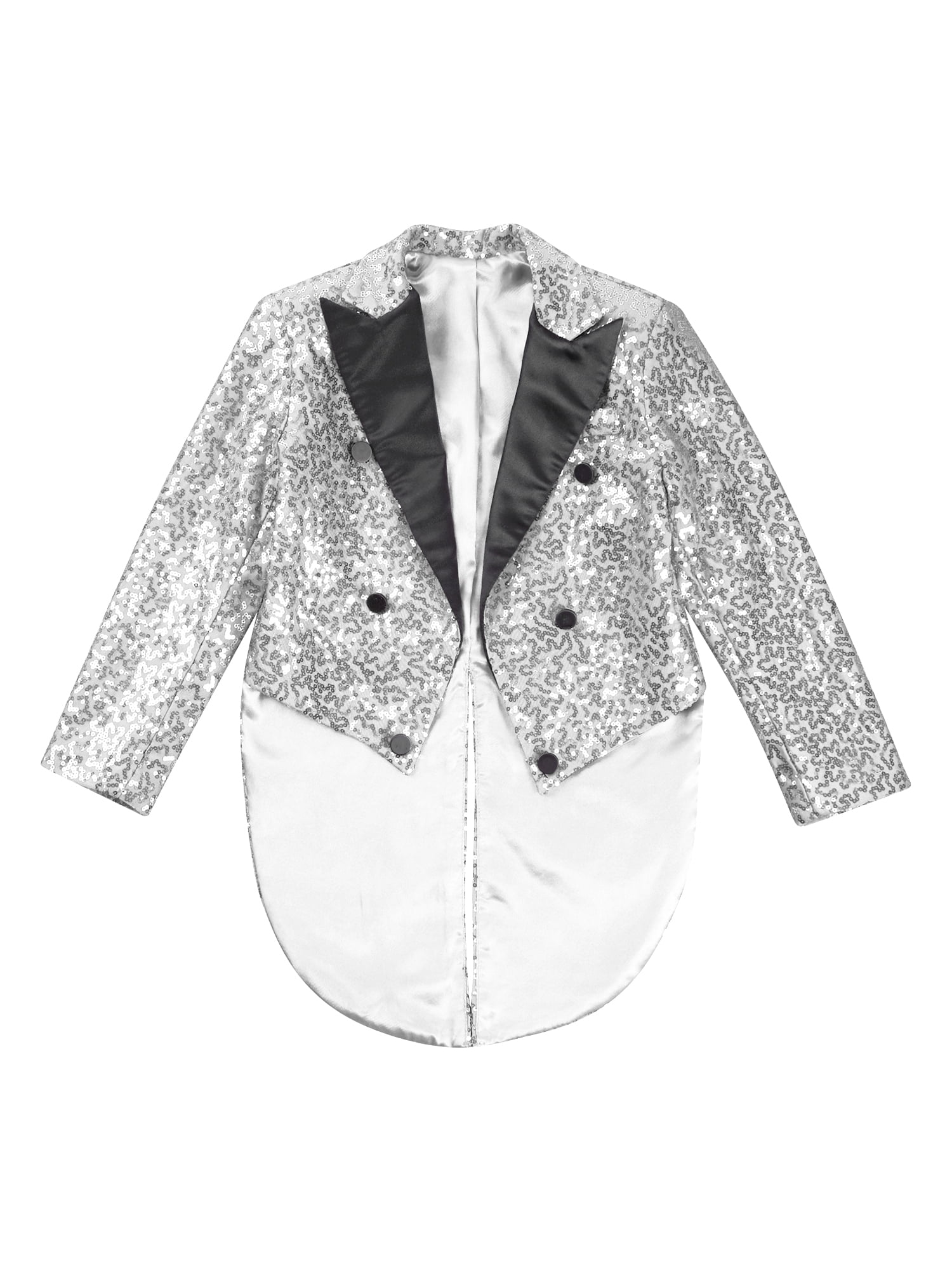 TiaoBug Boy's Tailcoat Blazer Kids Shiny Sequins Swallowtail Suit ...
