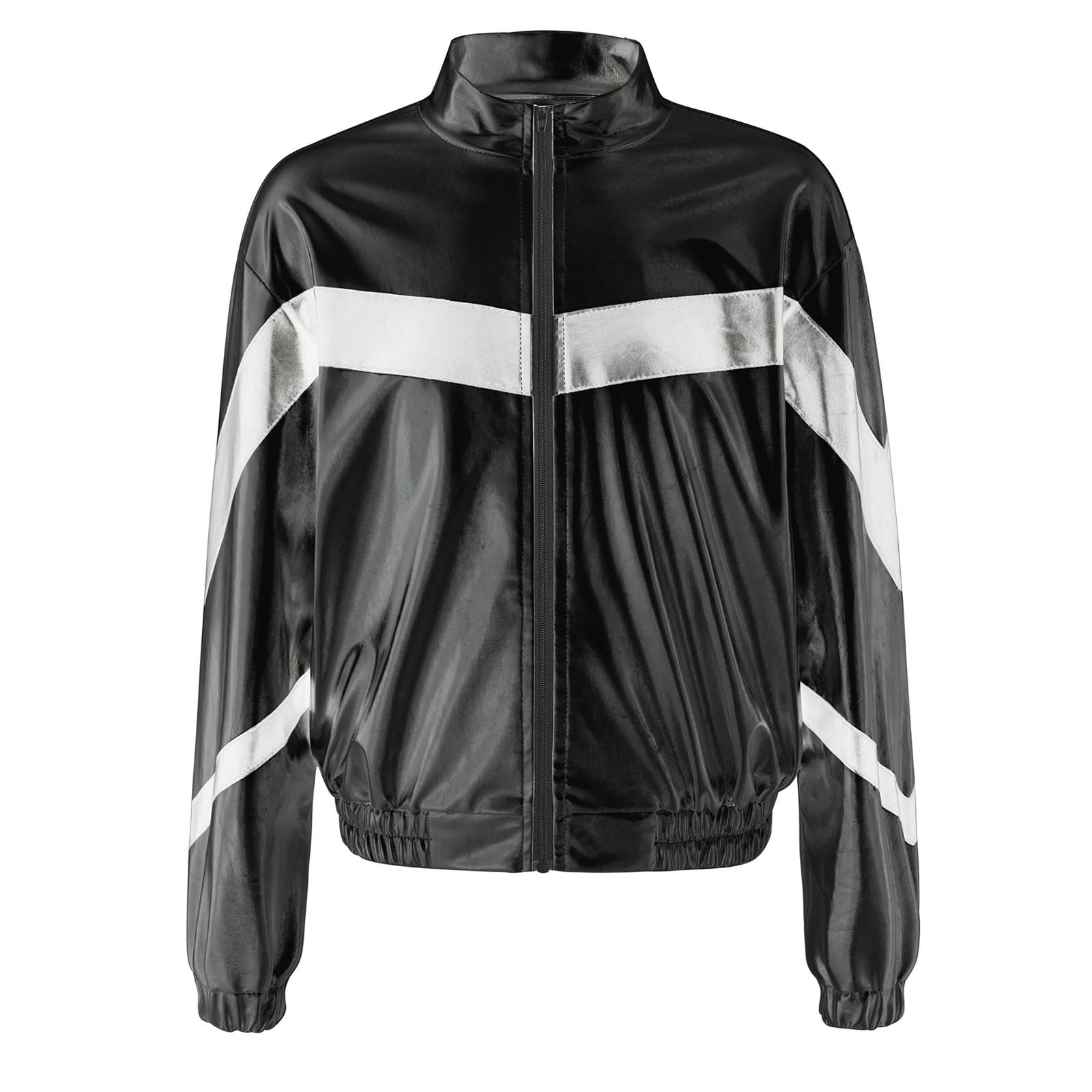 TiaoBug Boys Girls Shiny Metallic Bomber Jacket Motorcycle Windbreaker ...