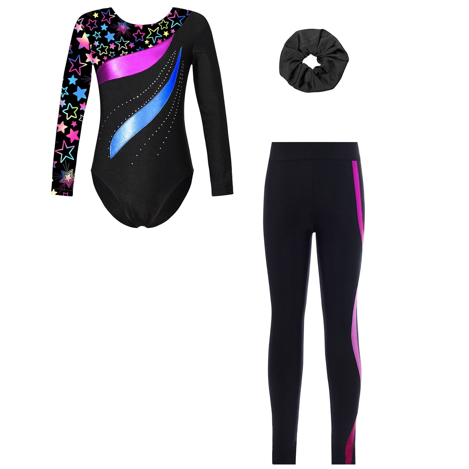 TiaoBug Child Girls Active Bodysuit Tumbling Biketards with Headwear ...