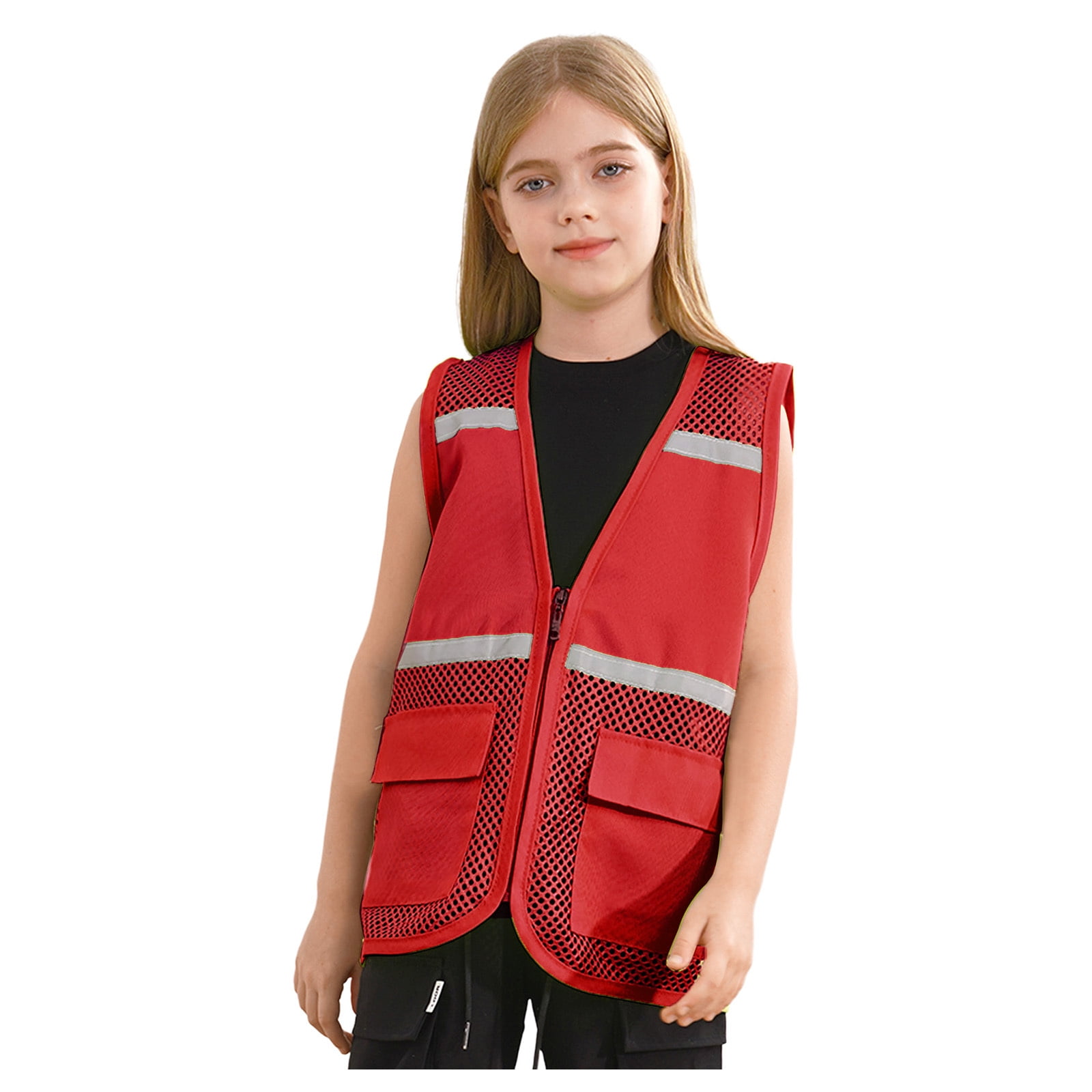 TiaoBug Child High Visibility Safety Vests with Zipper Front Reflective ...