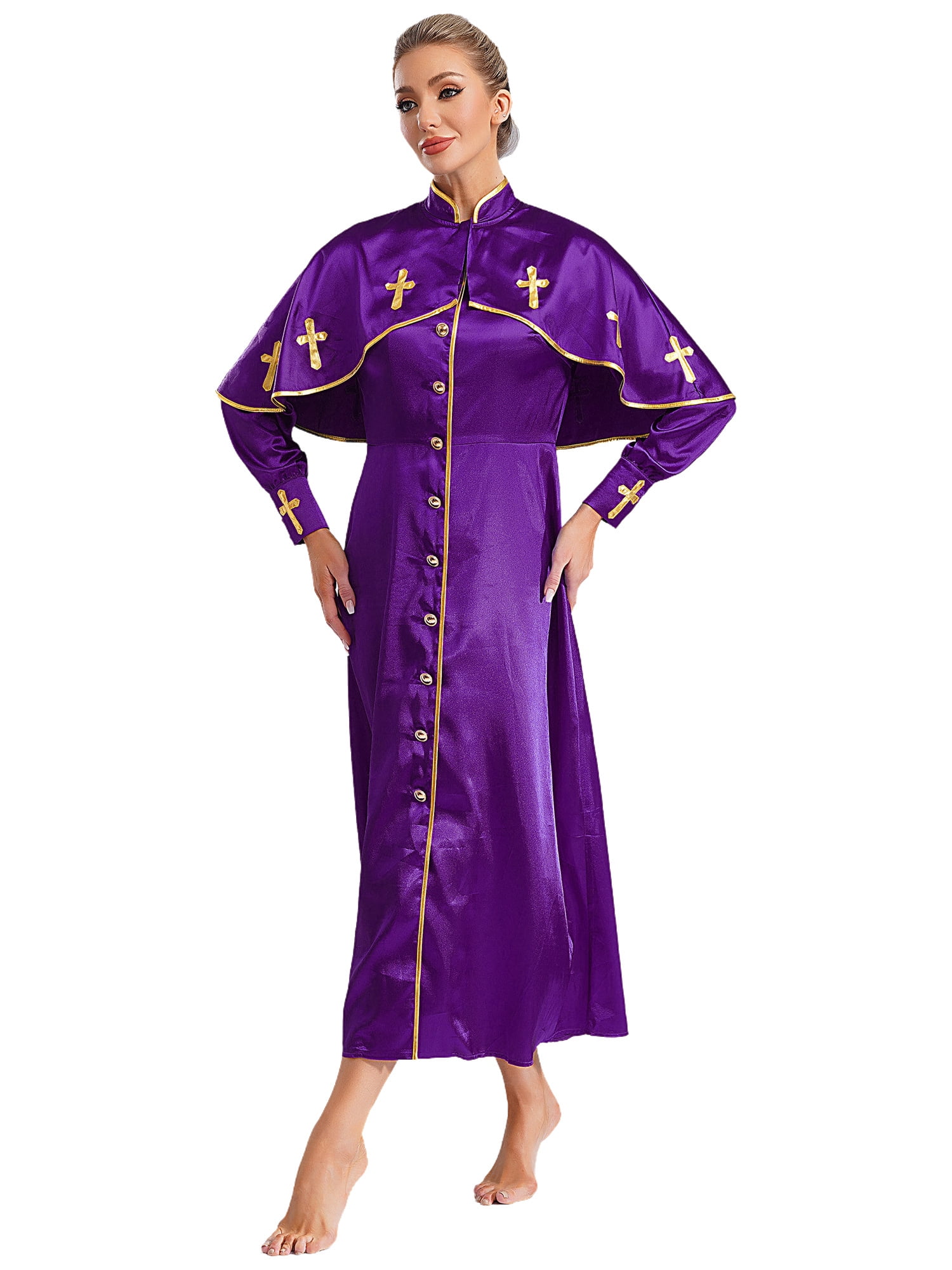 TiaoBug Clergy Robe for Women Button Down Clergy Dress Cassock Pulpit ...