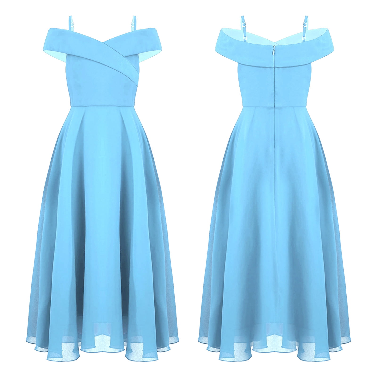 TiaoBug Flower Girls Chiffon Junior Bridesmaid Dress Off Shoulder A ...