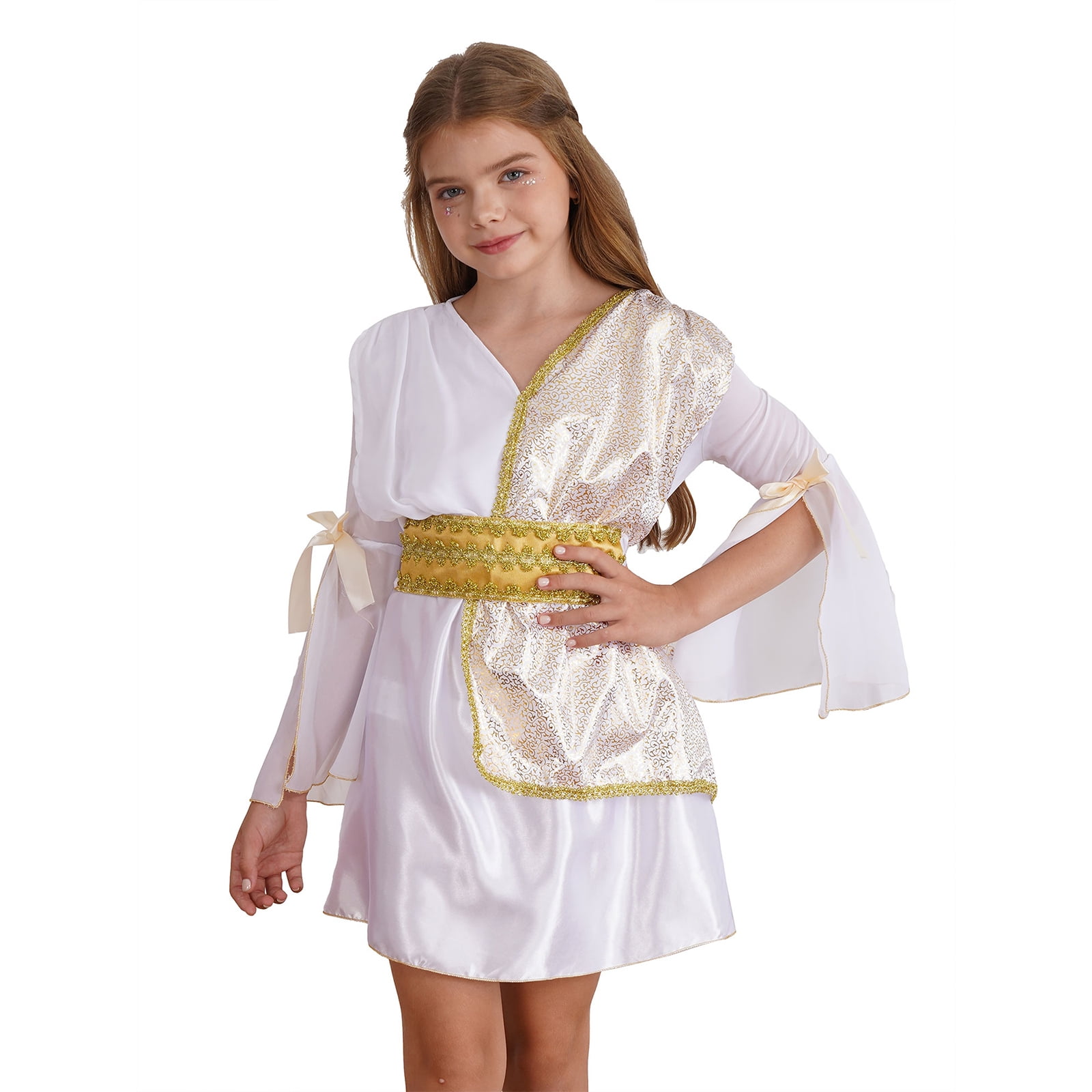 TiaoBug Girl's Ancient Empress Greek Costume Athena Queen Long Flared ...