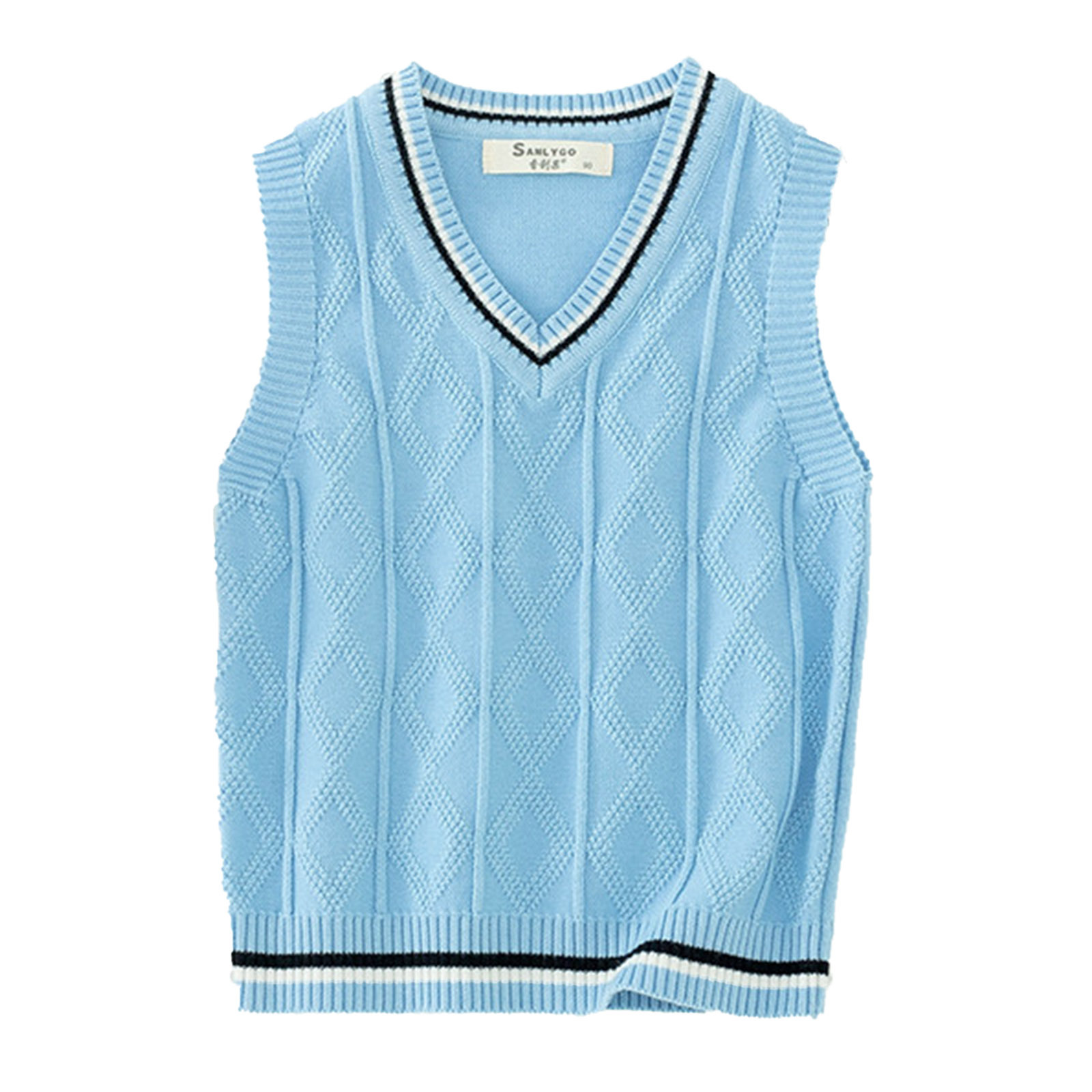 TiaoBug Girls Boys V Neck Sweater Vest Sleeveless Uniform Solid ...