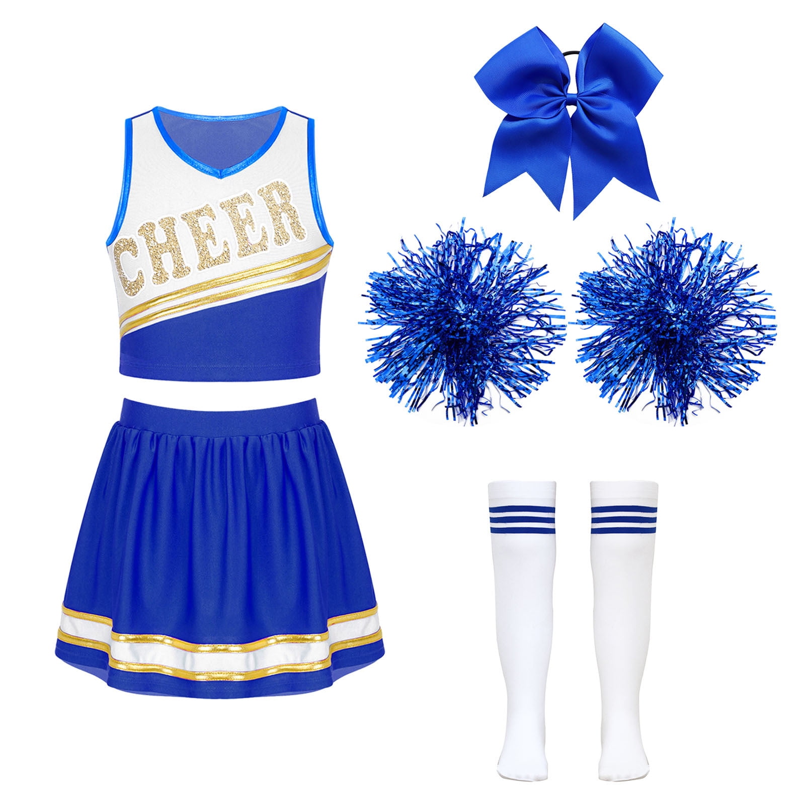 TiaoBug Girls Cheer Leader Costume Cheerleading Uniform Fancy Dress ...