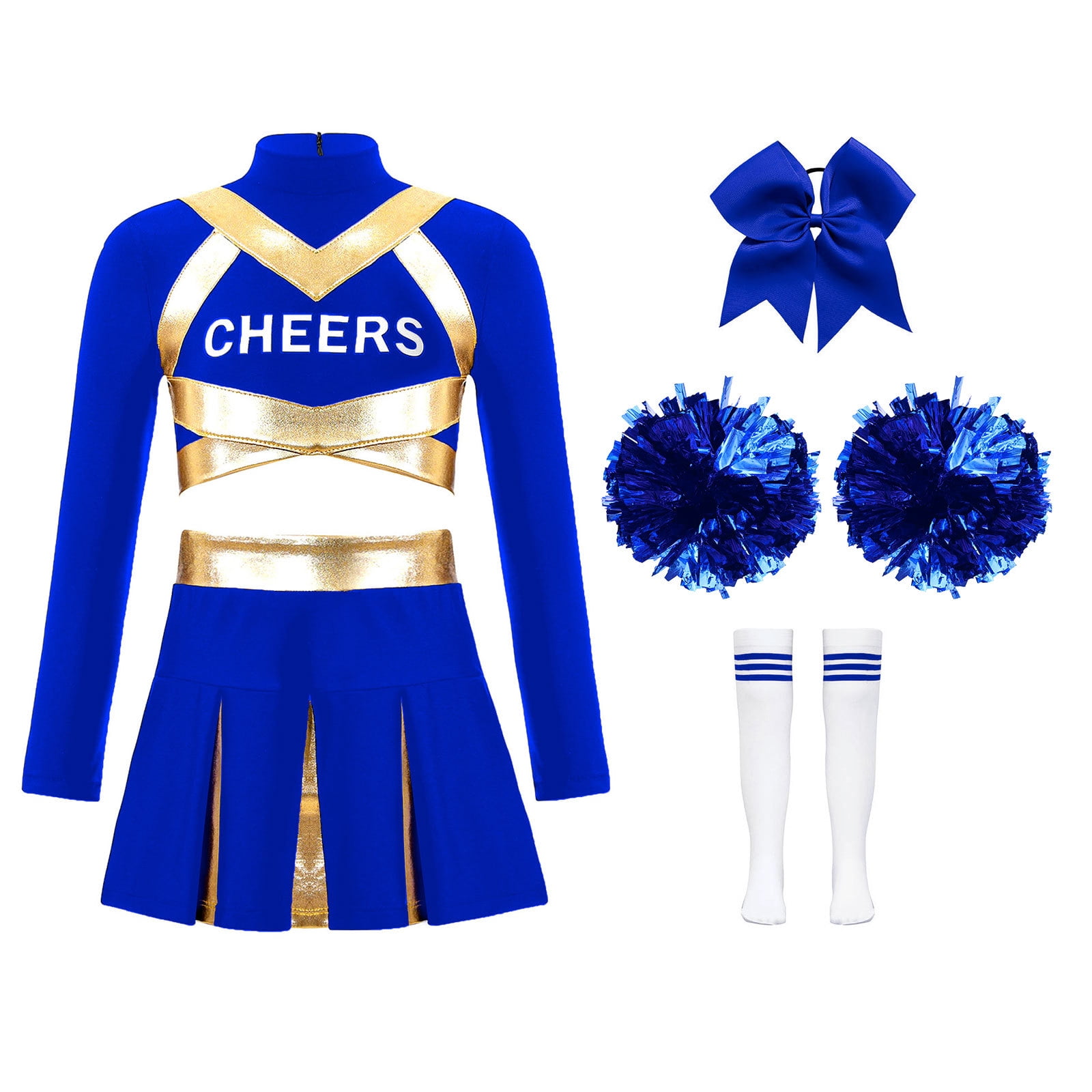 TiaoBug Girls Cheerleading Uniform Dance Outfits Crop Top with Pleated ...
