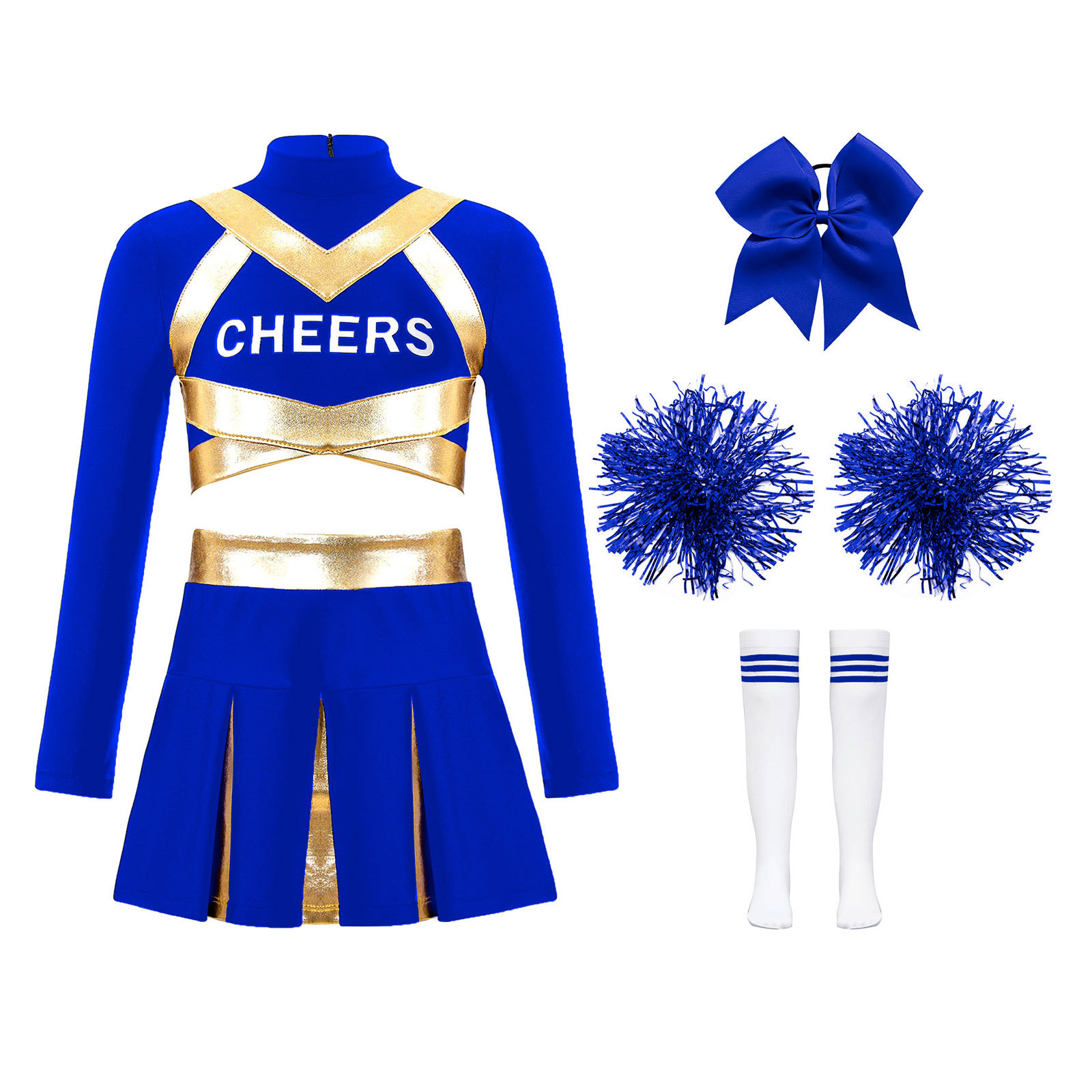 TiaoBug Girls Cheerleading Uniform Dance Outfits Crop Top with Pleated ...