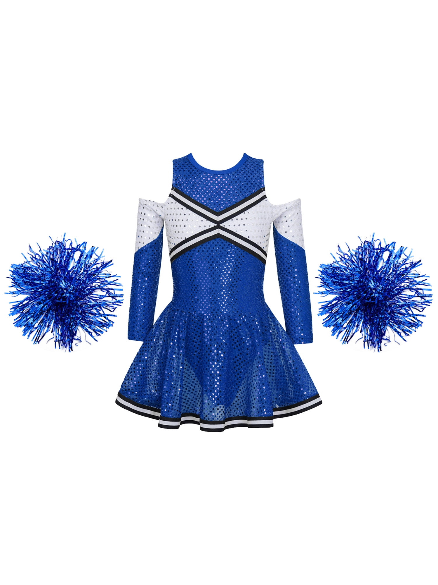 TiaoBug Girls Cheerleading Uniform Outfits Kids Long Sleeve Off ...