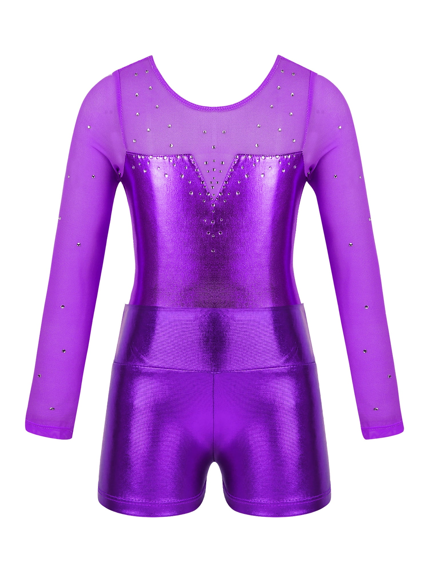 Tiaobug Girls Metallic Ballet Dance Outfits Long Sleeve Gymnastic