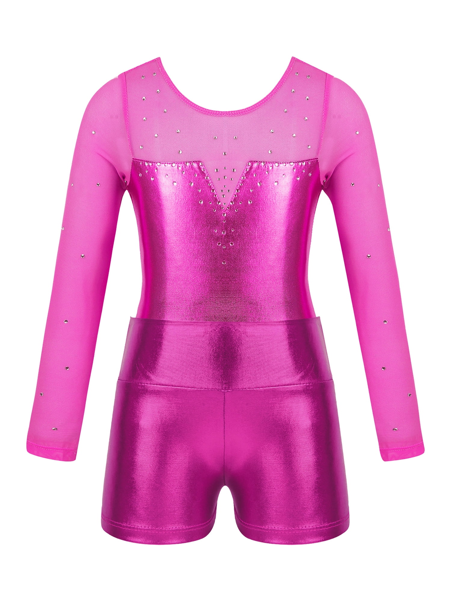 TiaoBug Girls Metallic Ballet Dance Outfits Long Sleeve Gymnastic ...