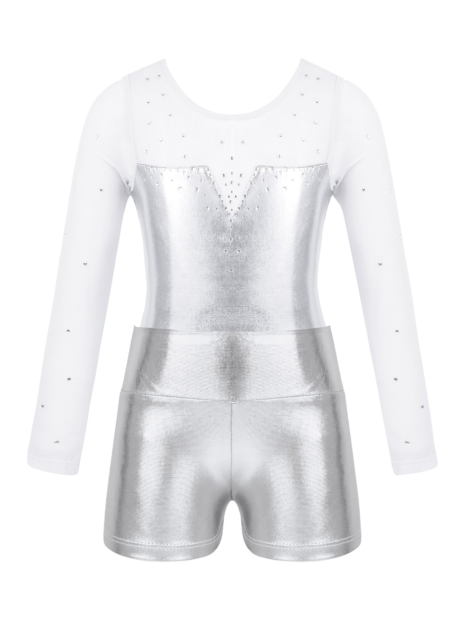 TiaoBug Girls Metallic Ballet Dance Outfits Long Sleeve Gymnastic ...