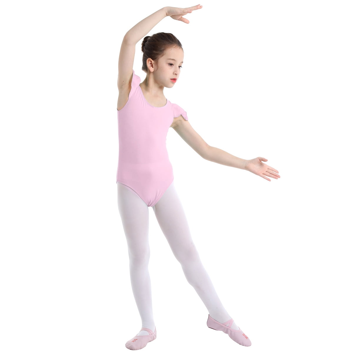 TiaoBug Girls Ruffled Sleeves Ballet Dance Leotard Gymnastics Jumpsuit ...
