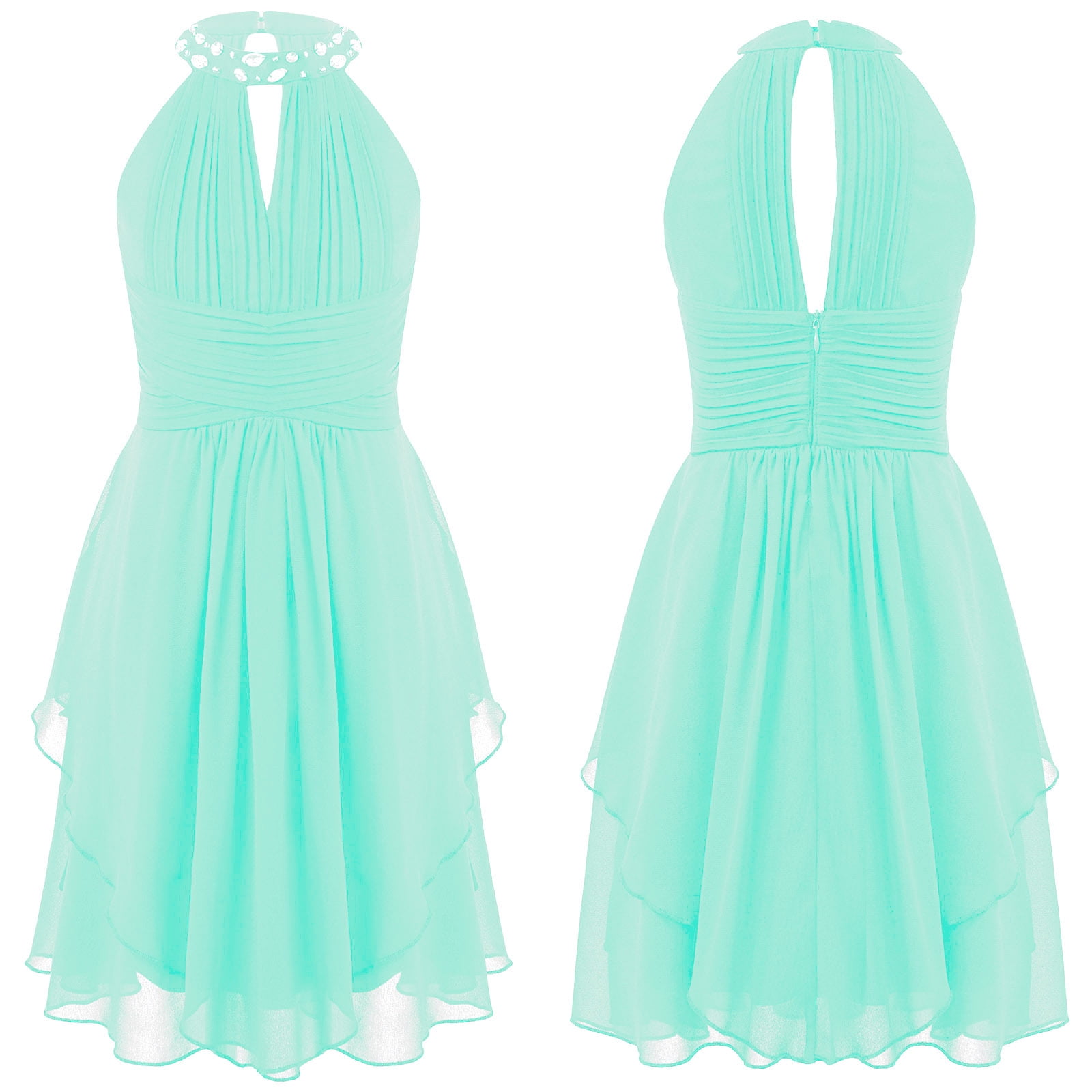 TiaoBug Girls Shiny Rhinestone Bridesmaid Dress Princess Pageant Ball ...