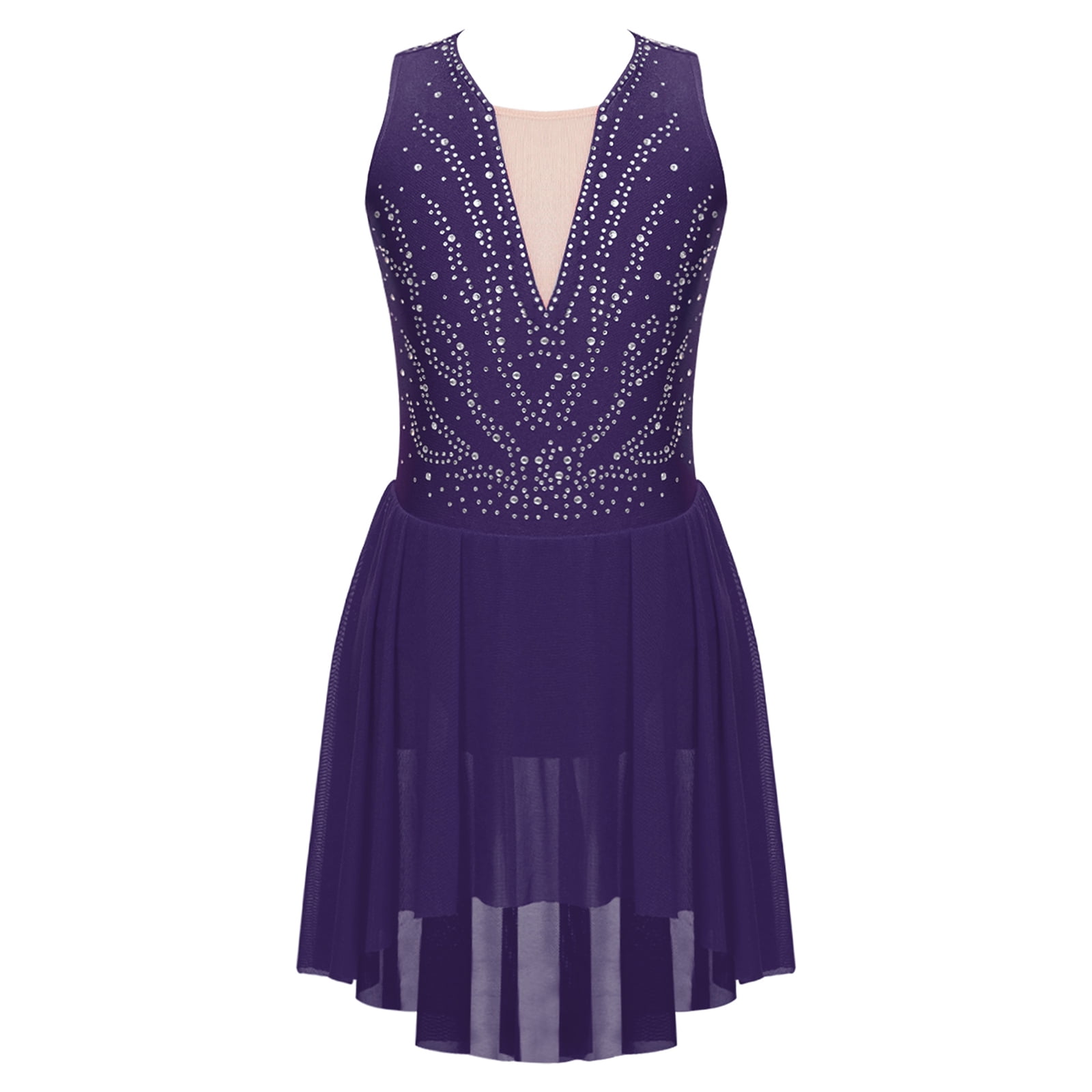 TiaoBug Girls Sleeveless Strappy Back Ice Figure Skating Dress ...