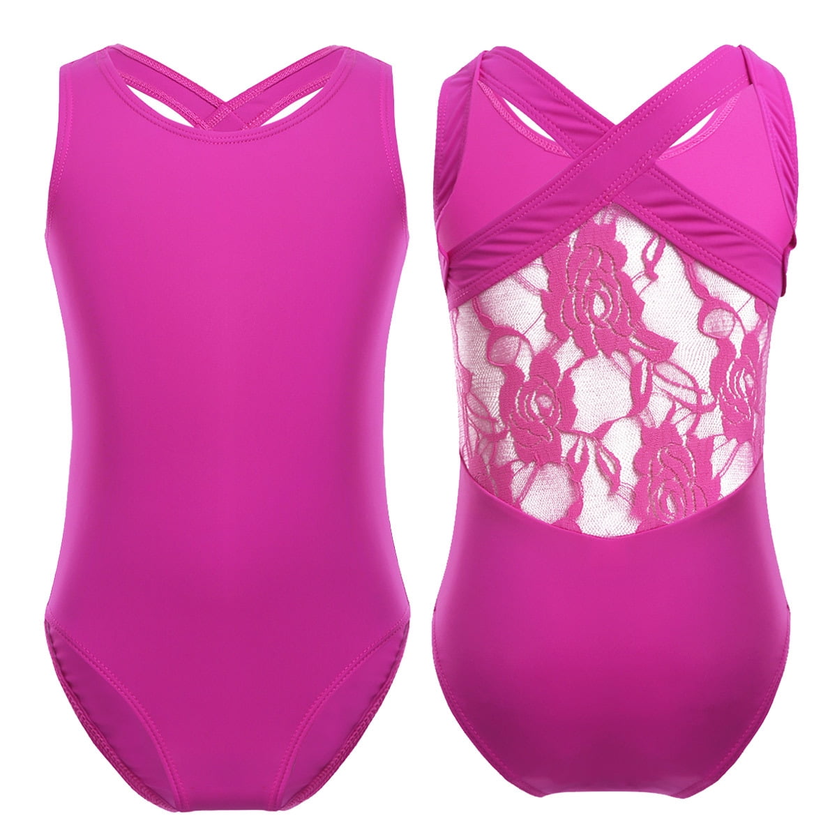 TiaoBug Girls Sleeveless Tank Leotard Ballet Dance Gymnastics Jumpsuit ...