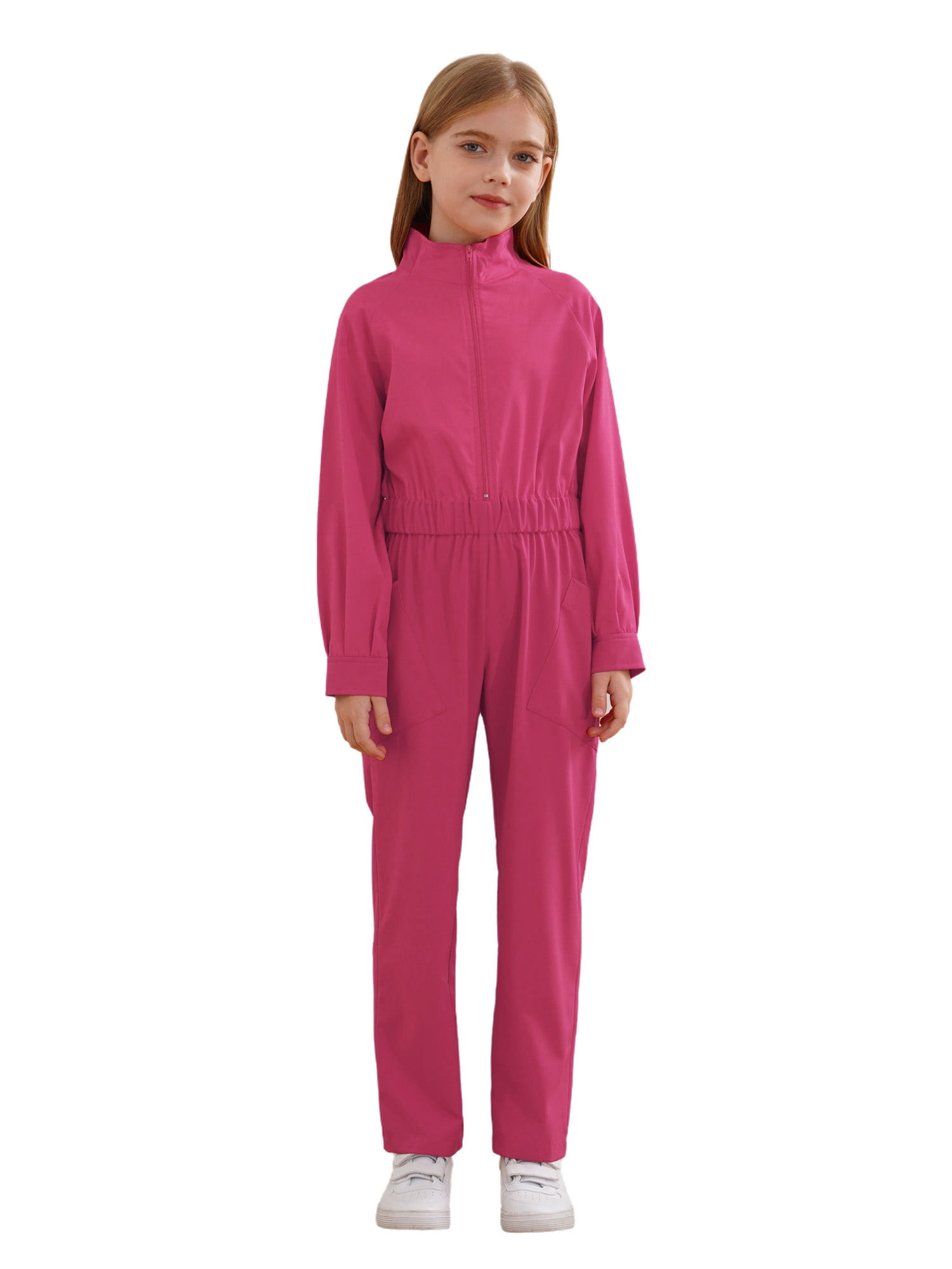TiaoBug Girls Zipper Jumpsuit Coveralls Straight Leg Cargo Pant One ...