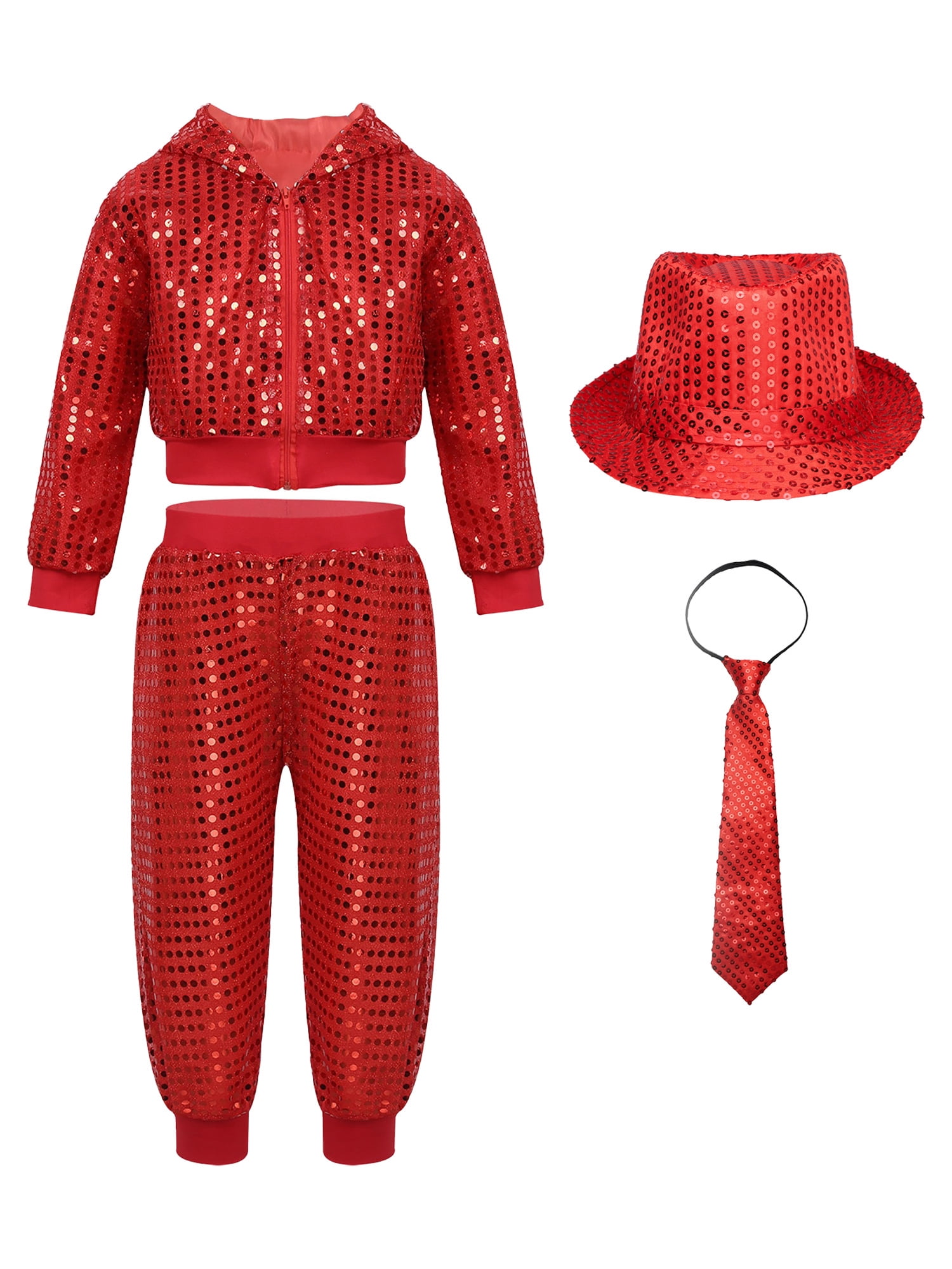 TiaoBug Kids Boy Girls Sparkly Hip Hop Jazz Street Dance Costume Long ...