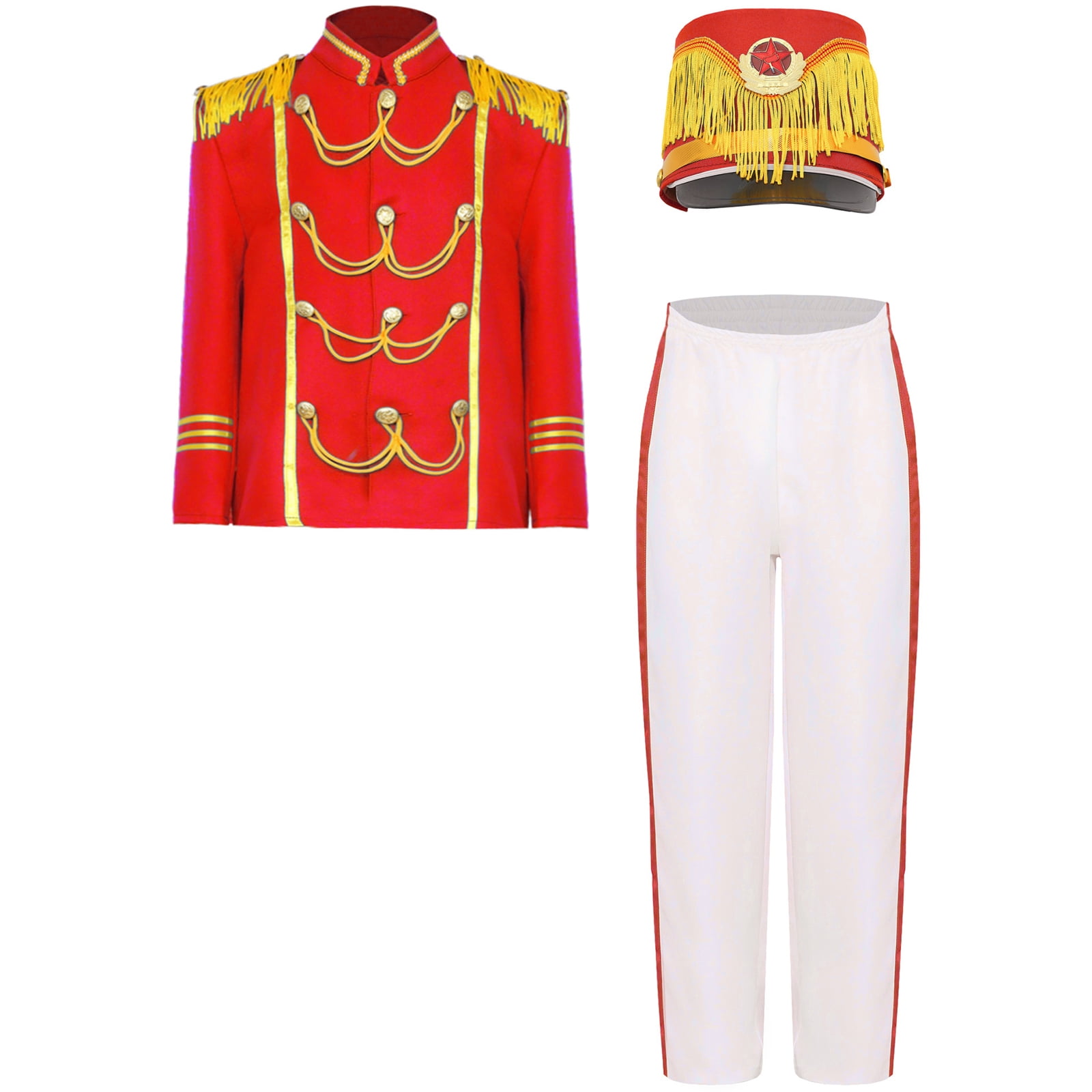 TiaoBug Kids Boys America Drum Majorette Costume Marching Band Honor Guard Team Uniform Toy ...