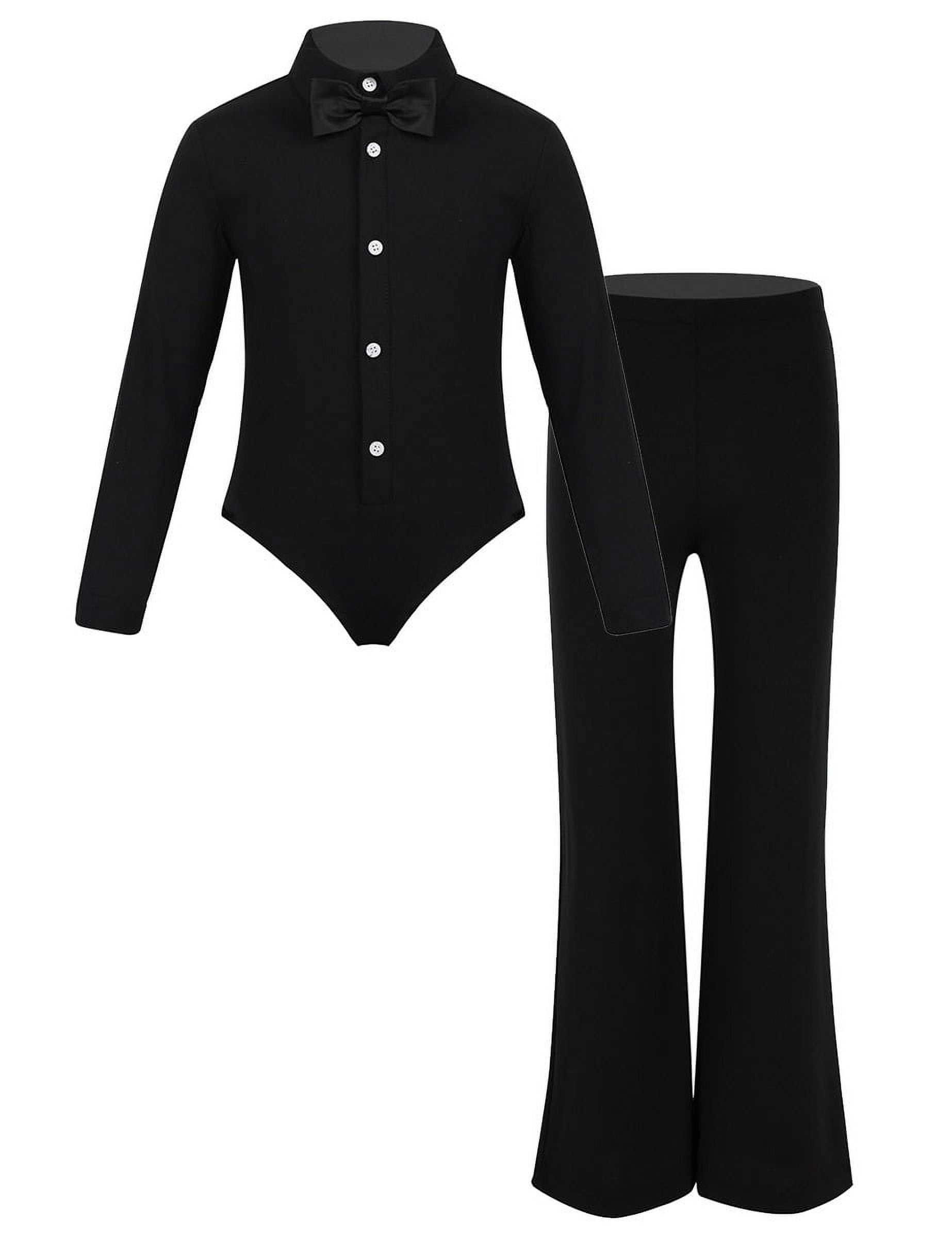 TiaoBug Kids Boys Ballroom Latin Salsa Dance Costume Lapel Bowtie Long ...