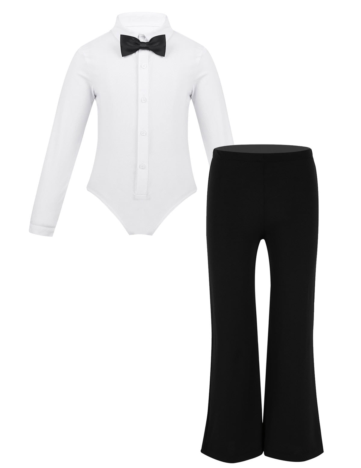TiaoBug Kids Boys Ballroom Latin Salsa Dance Costume Lapel Bowtie Long ...