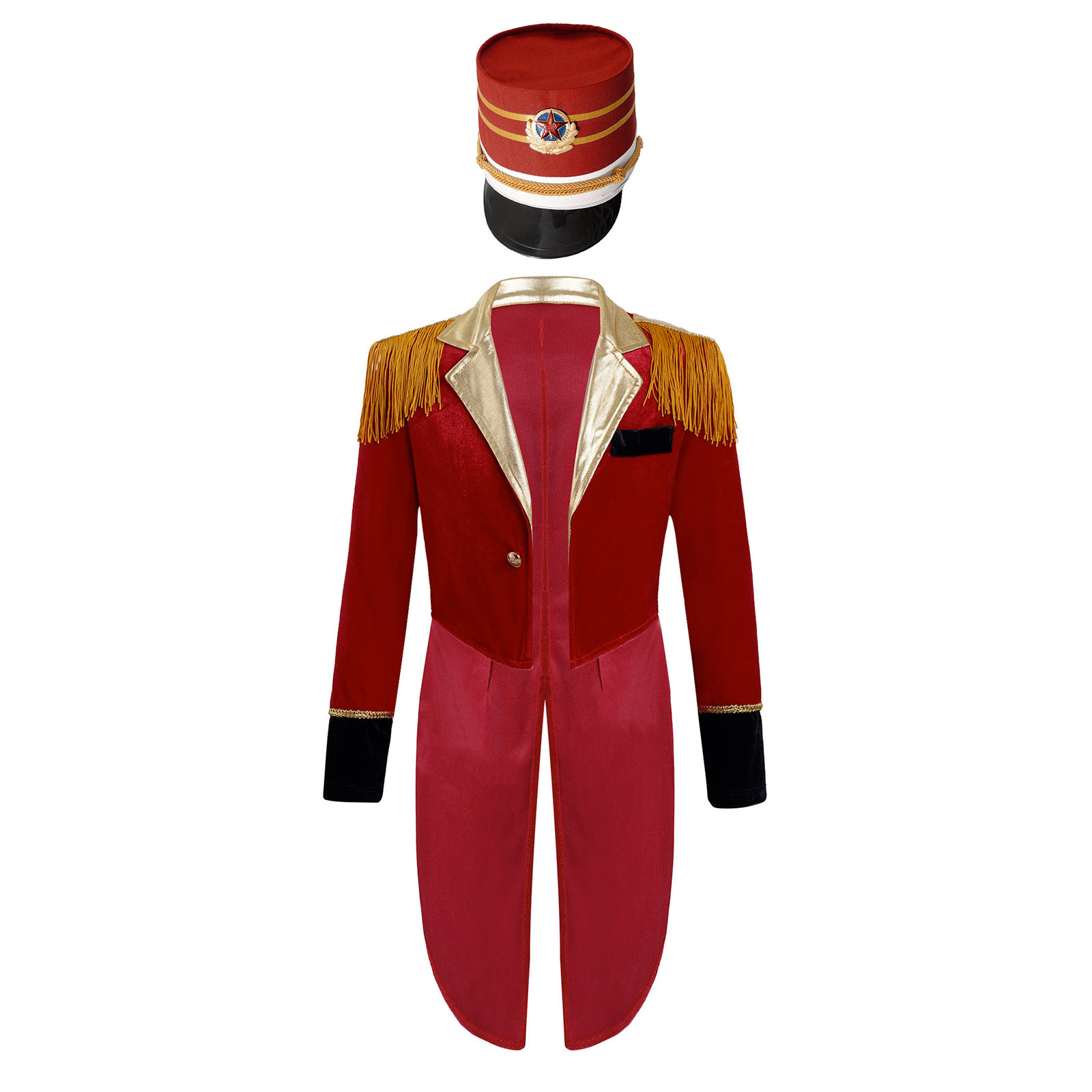 TiaoBug Kids Boys Circus Ringmaster Costume Long Sleeve Lapel Tailcoat ...