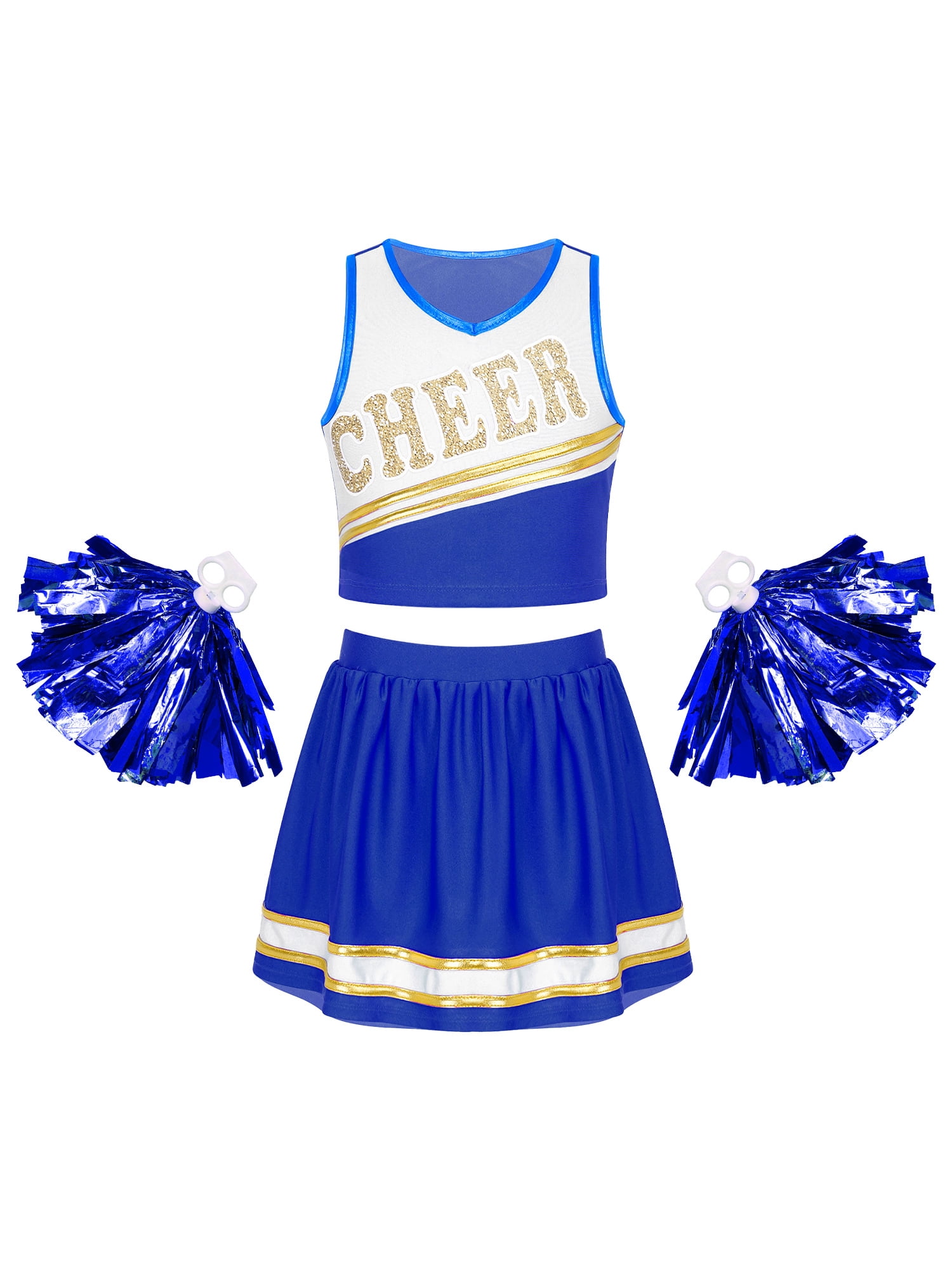 TiaoBug Kids Gilrs Cheer Leader Uniform Dress Outfits Sleeveless Crop ...