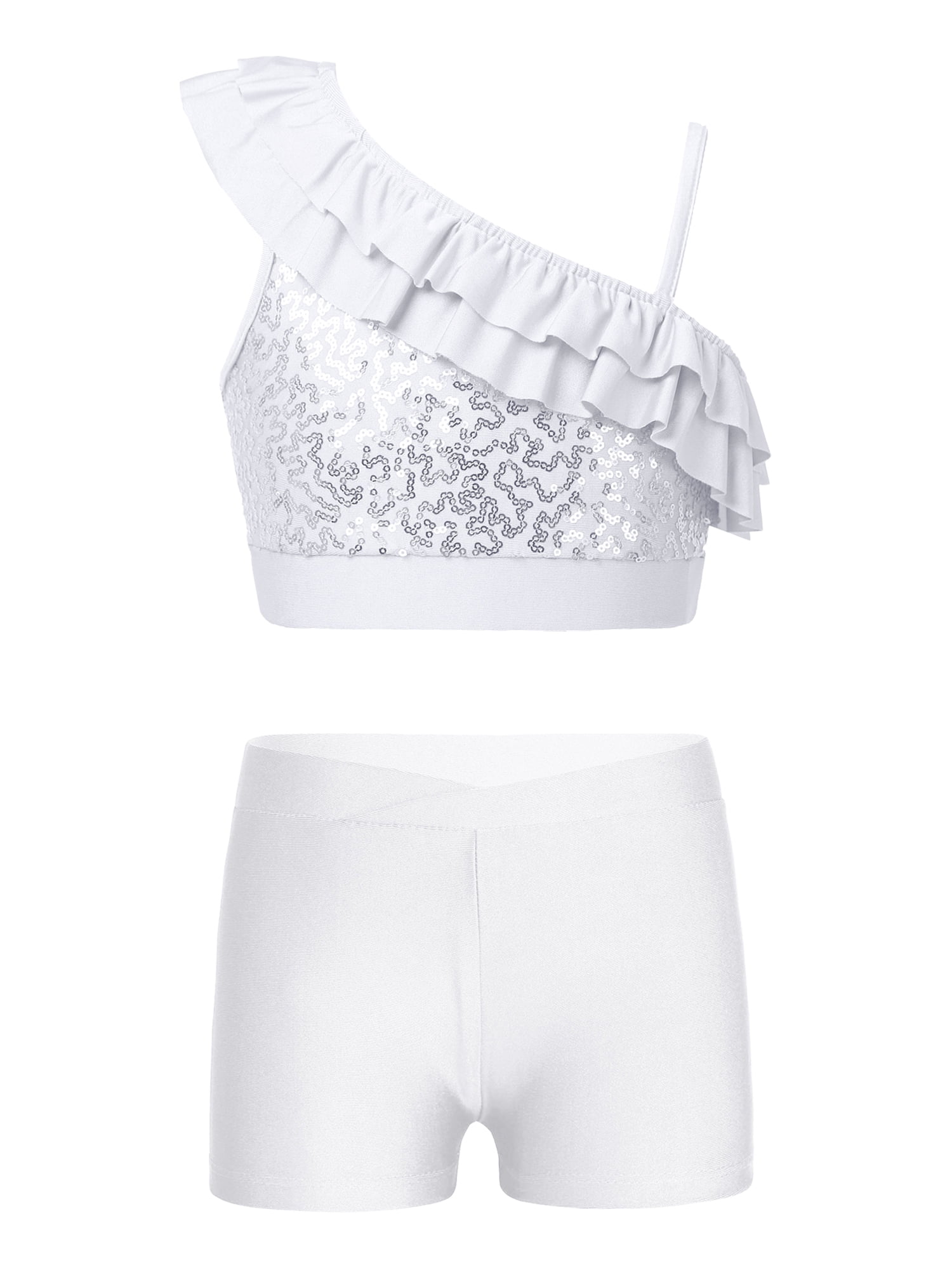 TiaoBug Kids Girls 2 Piece Gymnastics Dance Leotards Outfits Ruffle ...