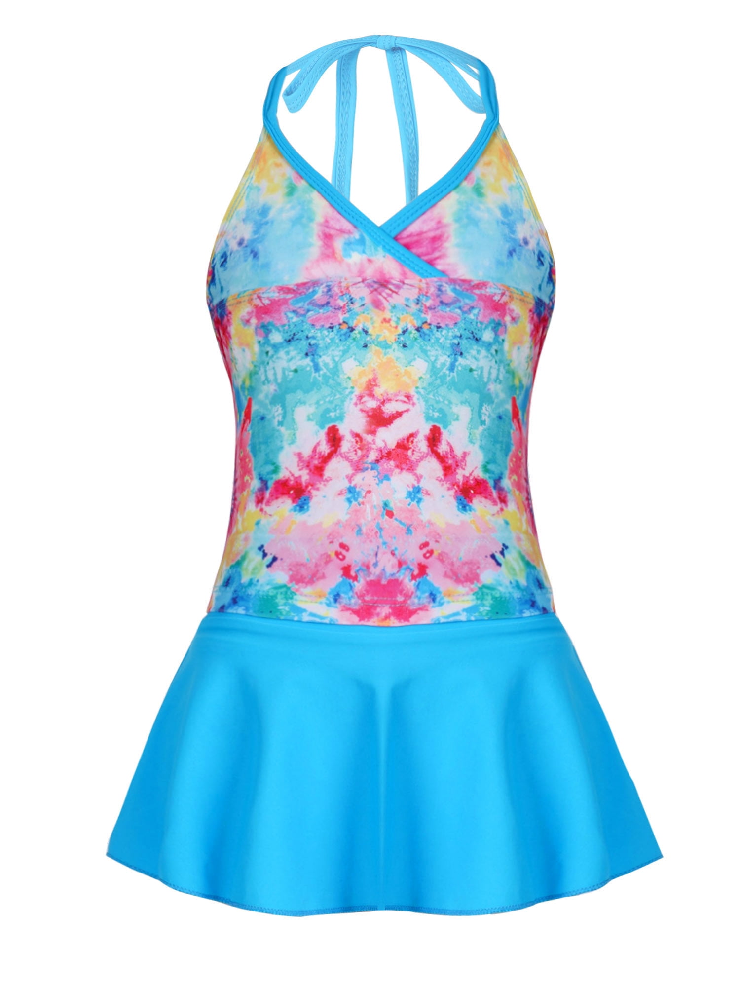 TiaoBug Kids Girls 3 Pieces Tankini Swimsuits Halter Neck Swim Top ...