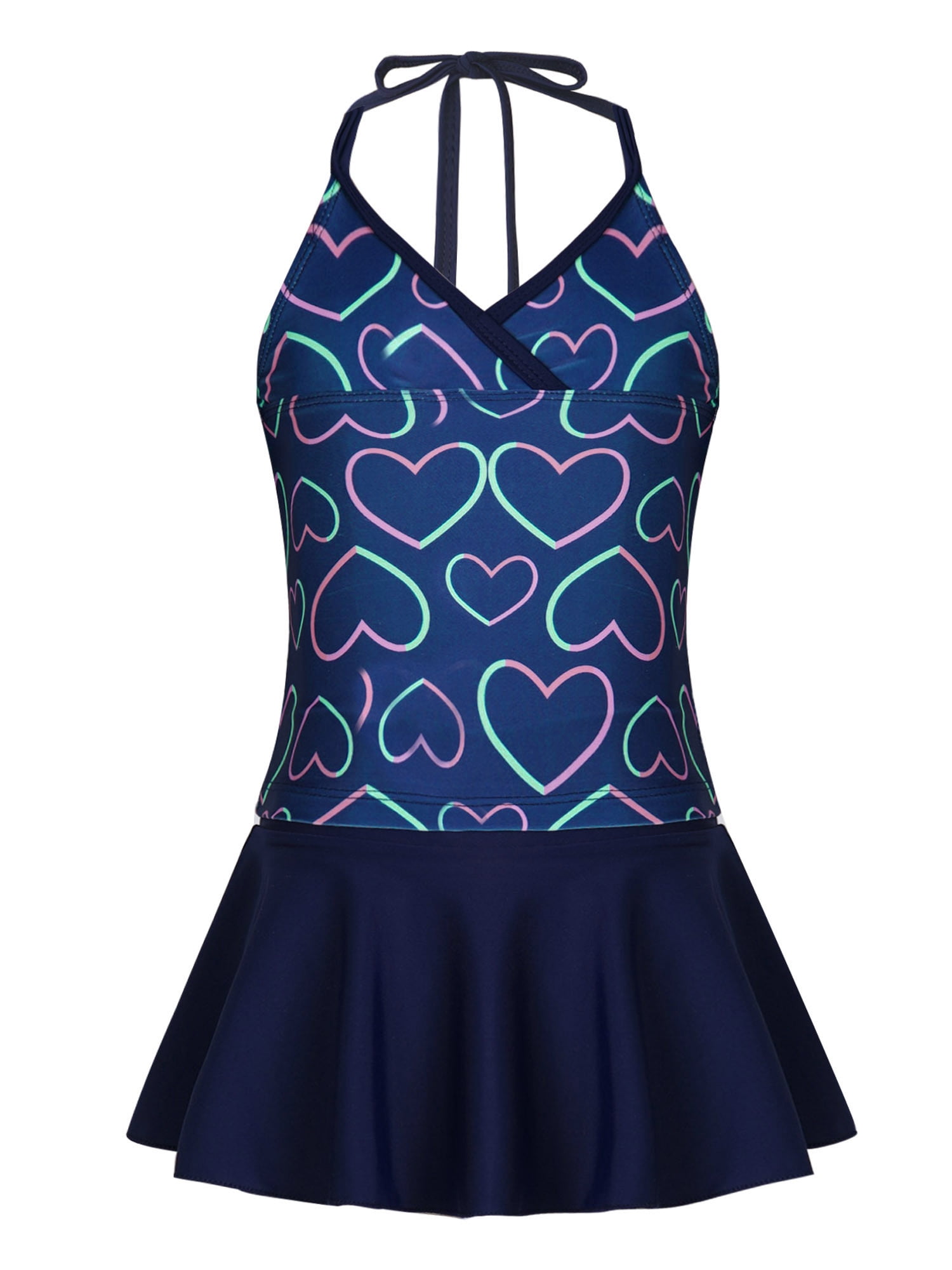 TiaoBug Kids Girls 3 Pieces Tankini Swimsuits Halter Neck Swim Top ...