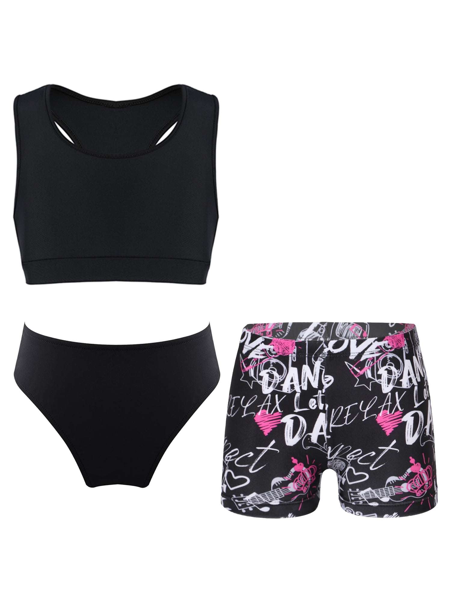 TiaoBug Kids Girls 3Pcs Swimwear Outfits Racer Sleeceless Crop Top with ...