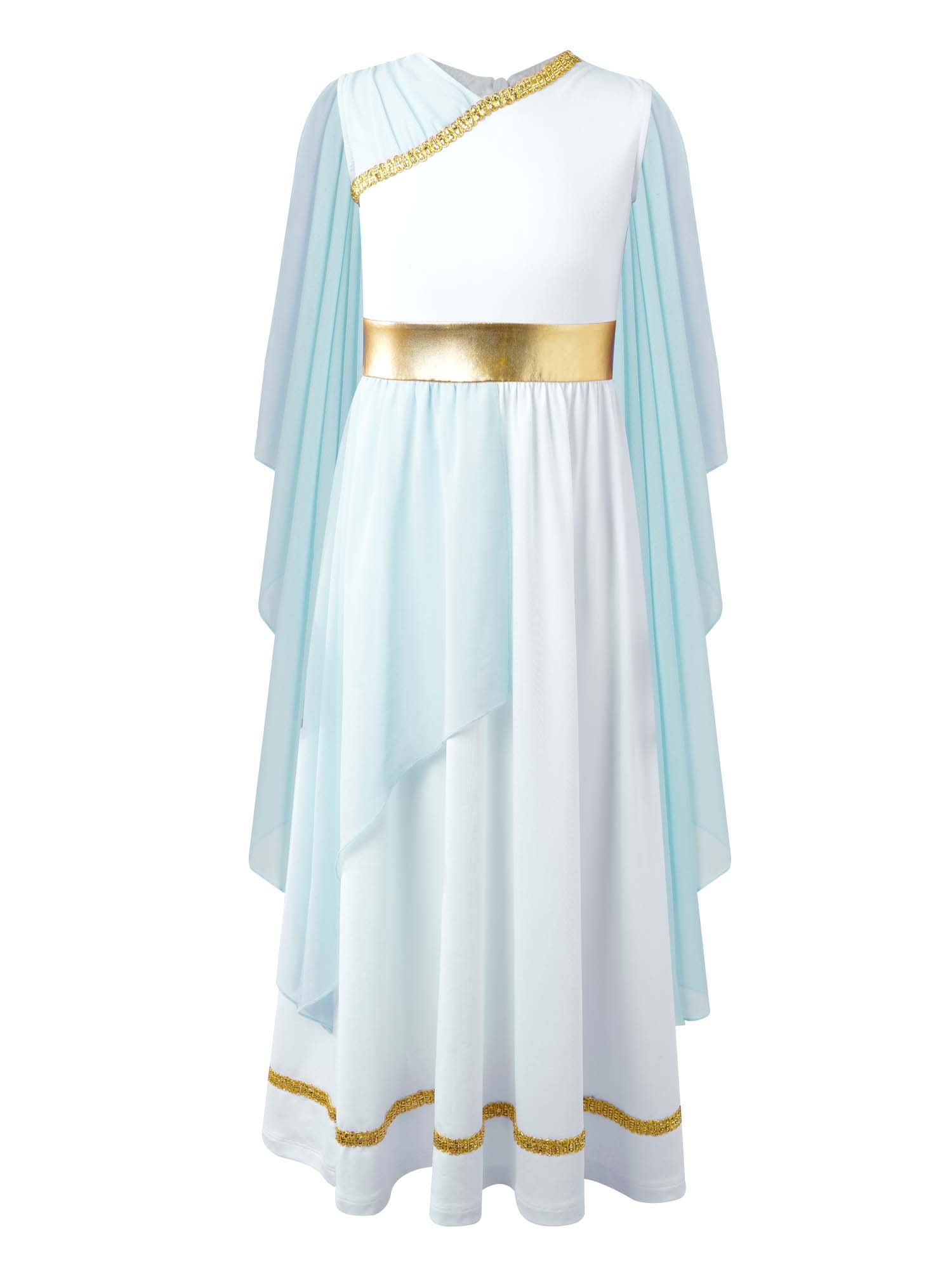 TiaoBug Kids Girls Ancient Greek Toga Costume Grecian Sleeveless Gown ...