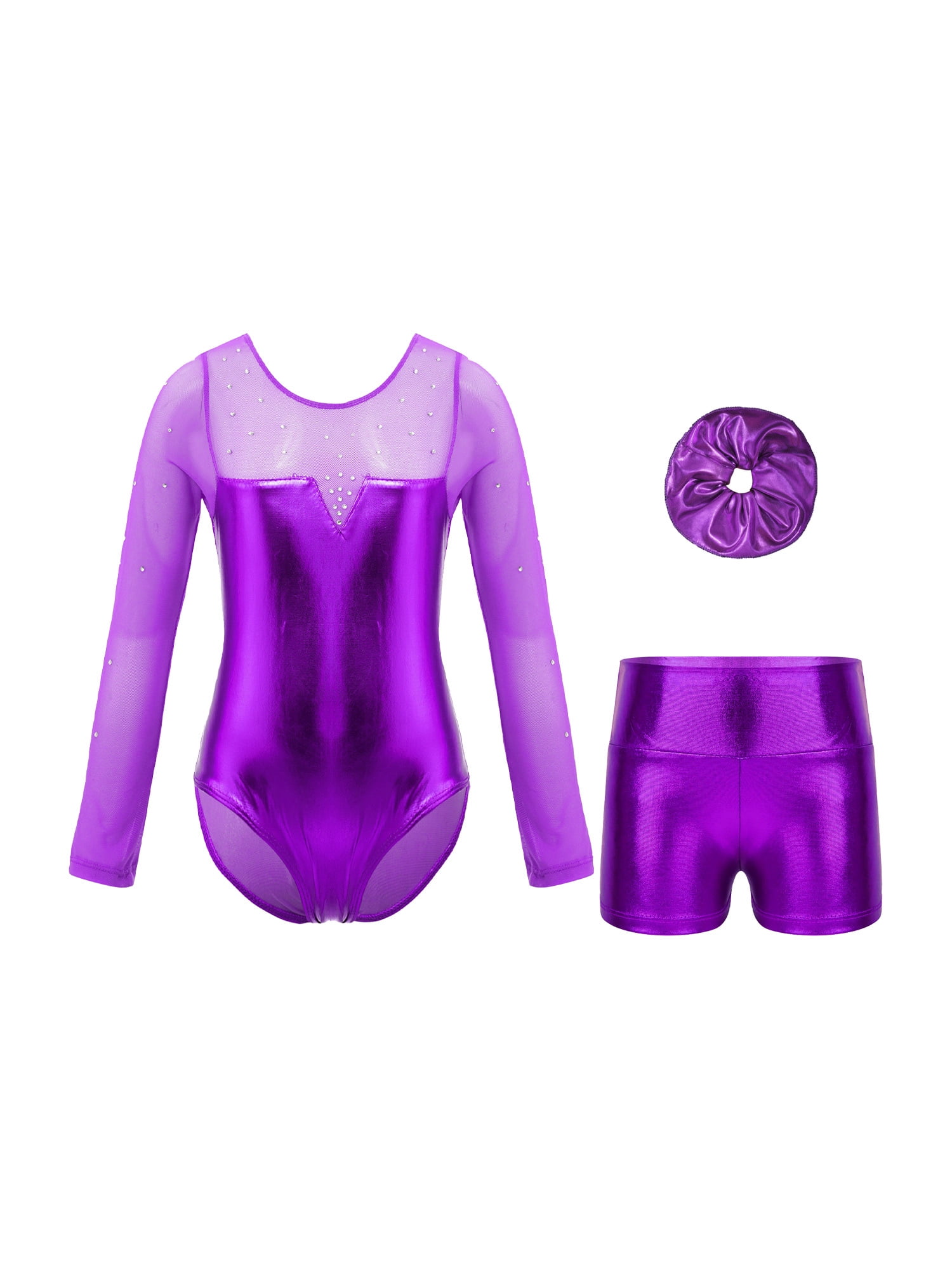 TiaoBug Kids Girls Athletic Sports Dance Tracksuit Sheer Mesh Patchwork ...