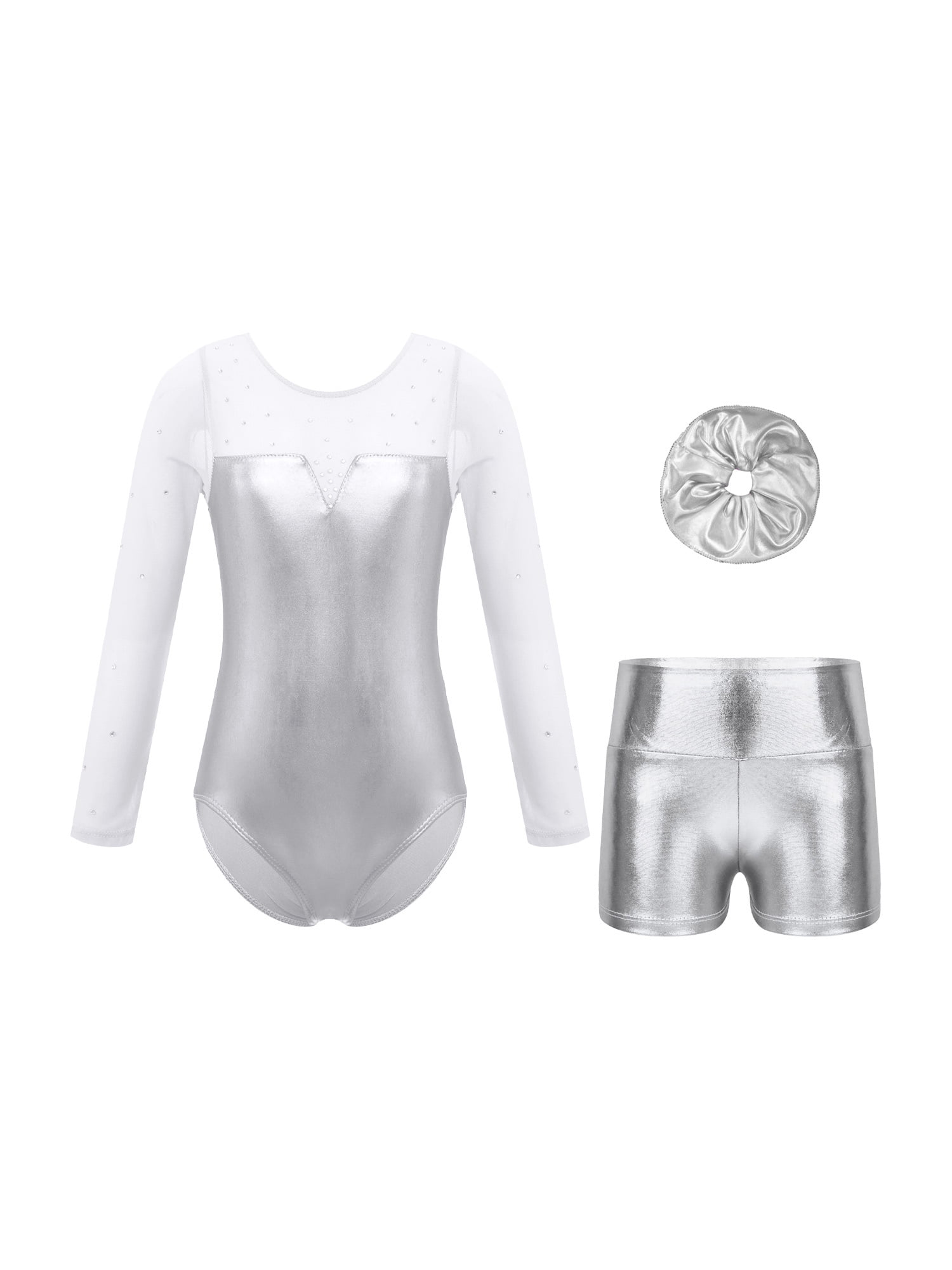 TiaoBug Kids Girls Athletic Sports Dance Tracksuit Sheer Mesh Patchwork ...