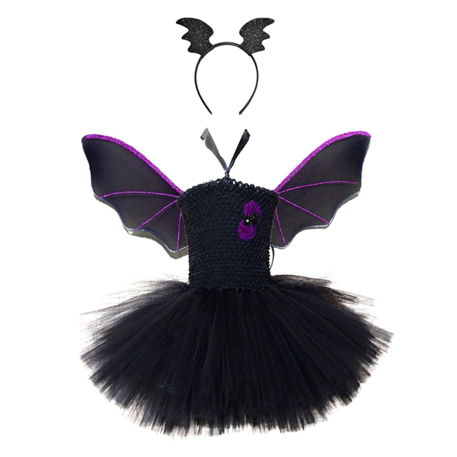 TiaoBug Kids Girls Bat Cosplay Dress Hair Band with Wing Vampire ...
